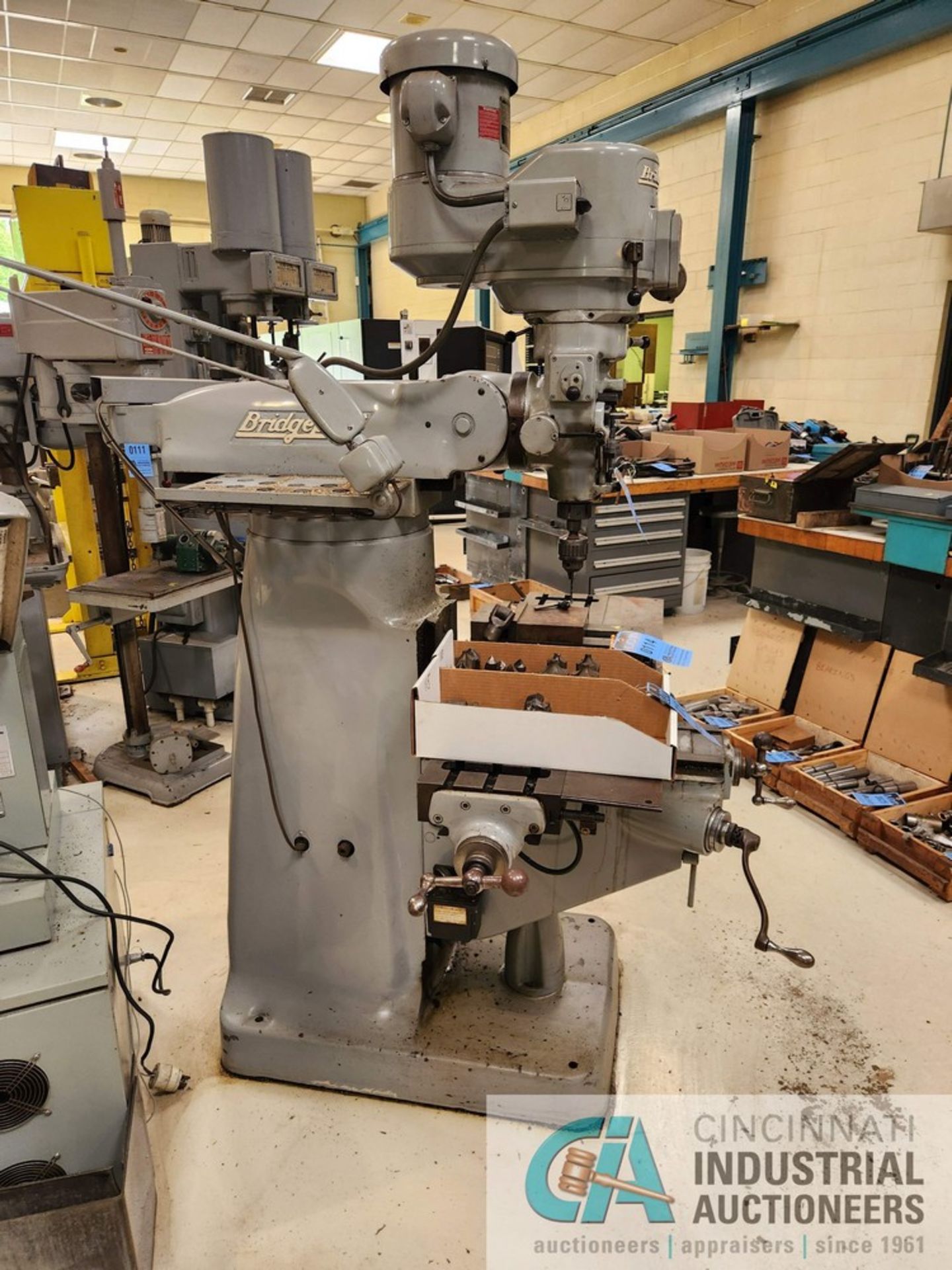 2 HP BRIDGEPORT VERTICAL MILL; S/N 204645, 9" X 42" TABLE, NEWALL DRO ...
