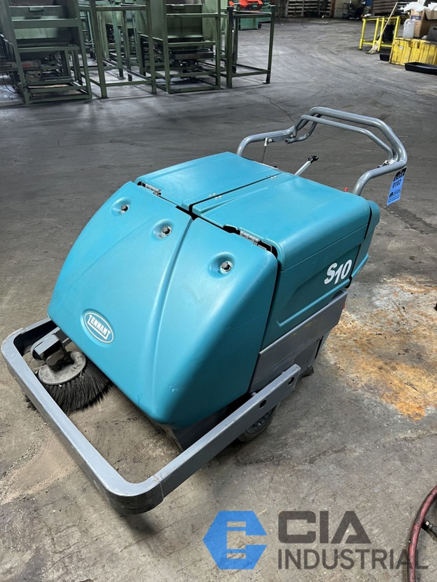 TENNANT MODEL S10 WALK BEHIND 24 VOLT FLOOR SWEEPER; S/N S10-10990 ...
