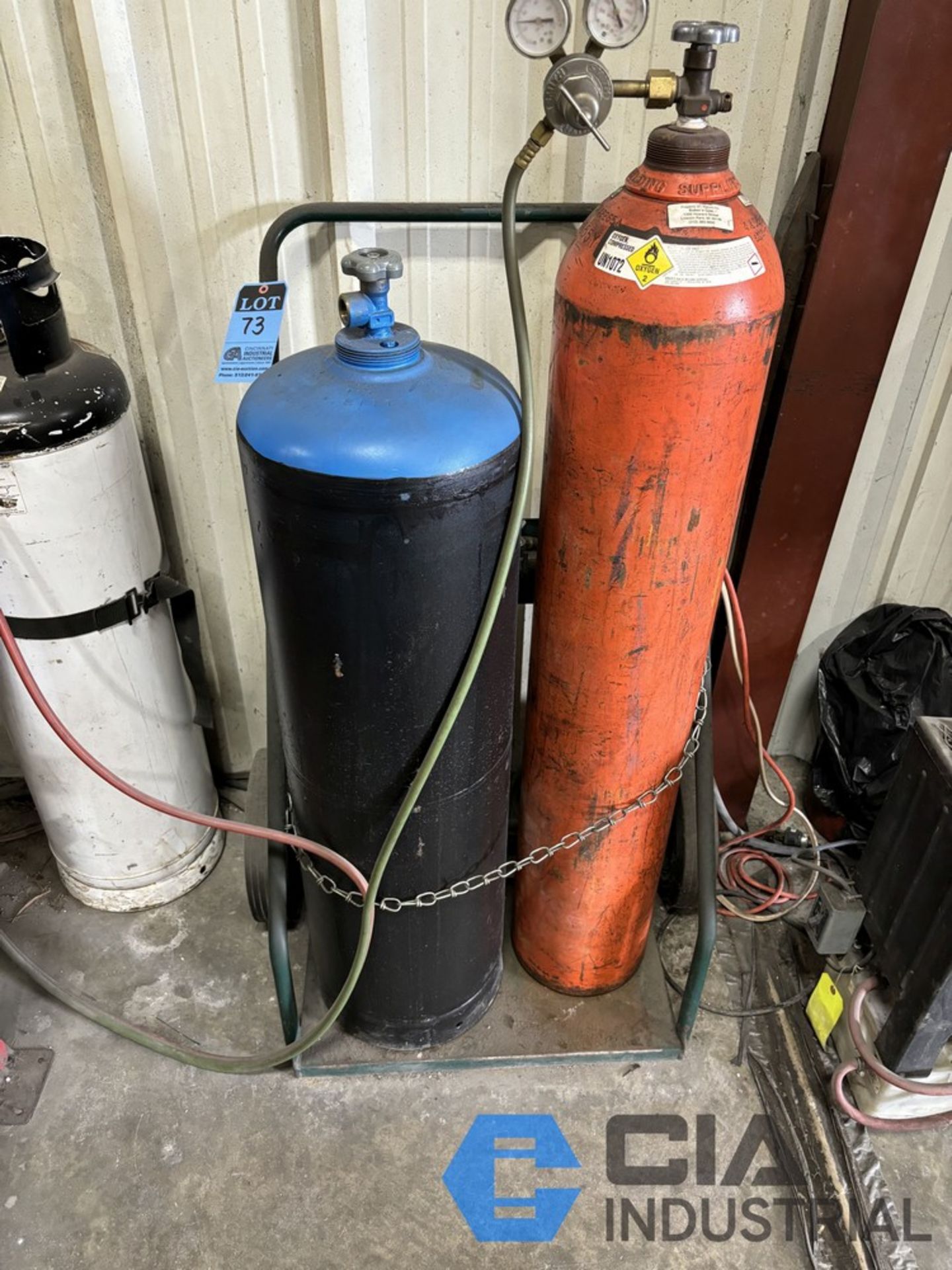 OXY-ACETYLENE CART WITH TORCH, HOSE AND GAUGES **SPECIAL NOTICE - NO ...