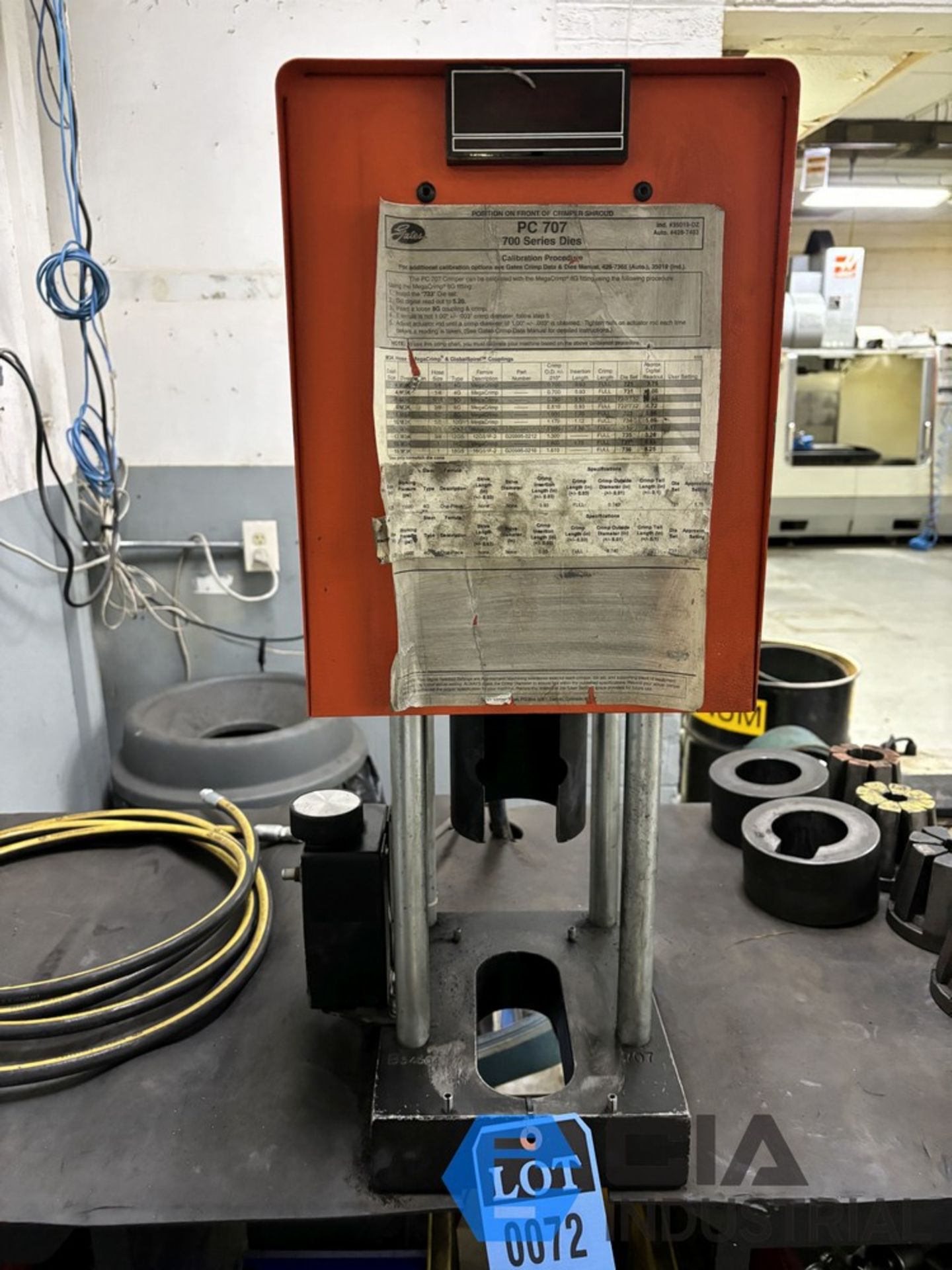 GATES MODEL POWER CROMP 707 700 SERIES DIES BENCH MOUNTED HYDRAULIC ...