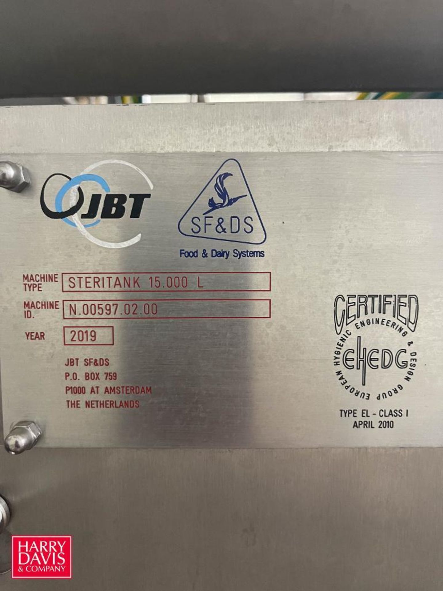 2019 JBT 15,000 Liter (3,952 Gallon) S/S Aseptic Tank with Steritank ...