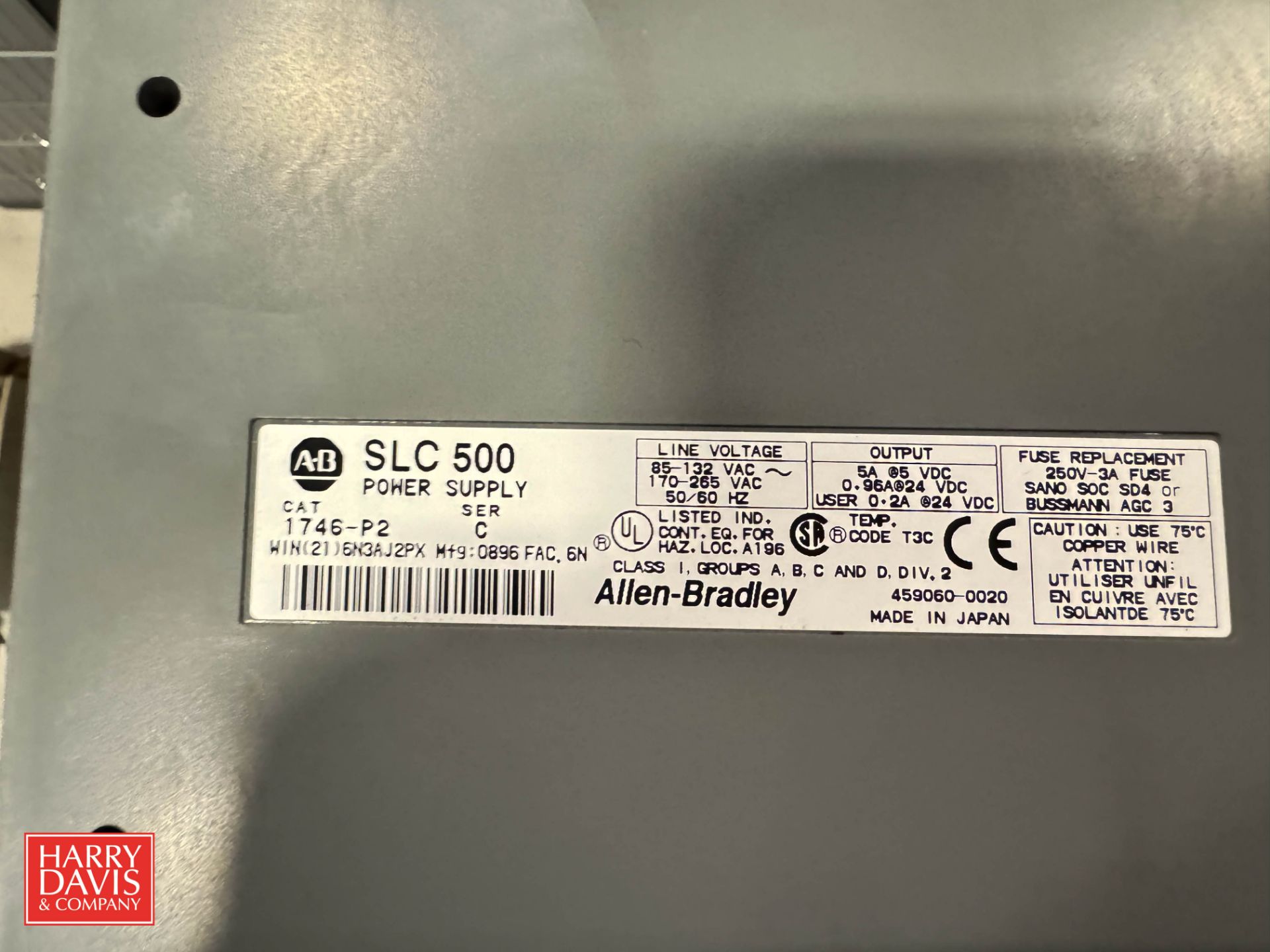 Allen-Bradley SLC 5/04 CPU with (6) I/O Modules, Model: 1746–P2 and ...
