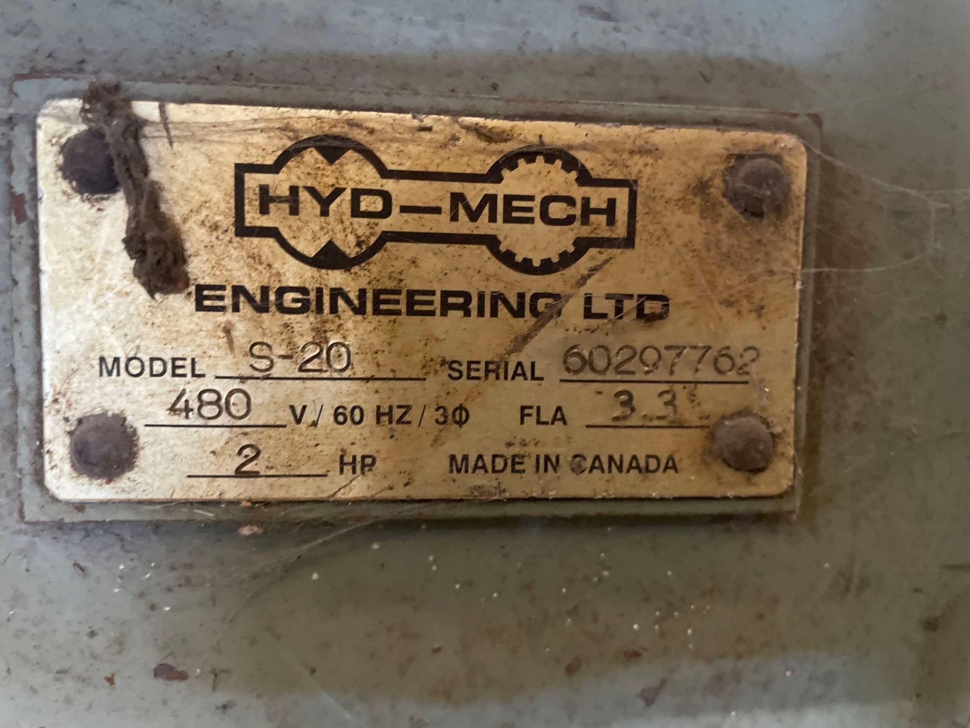 Hyd-Mech S-20 Series II , S/N 60297762, 480 V, 2 Hp, 3 Ph, with 244” X ...