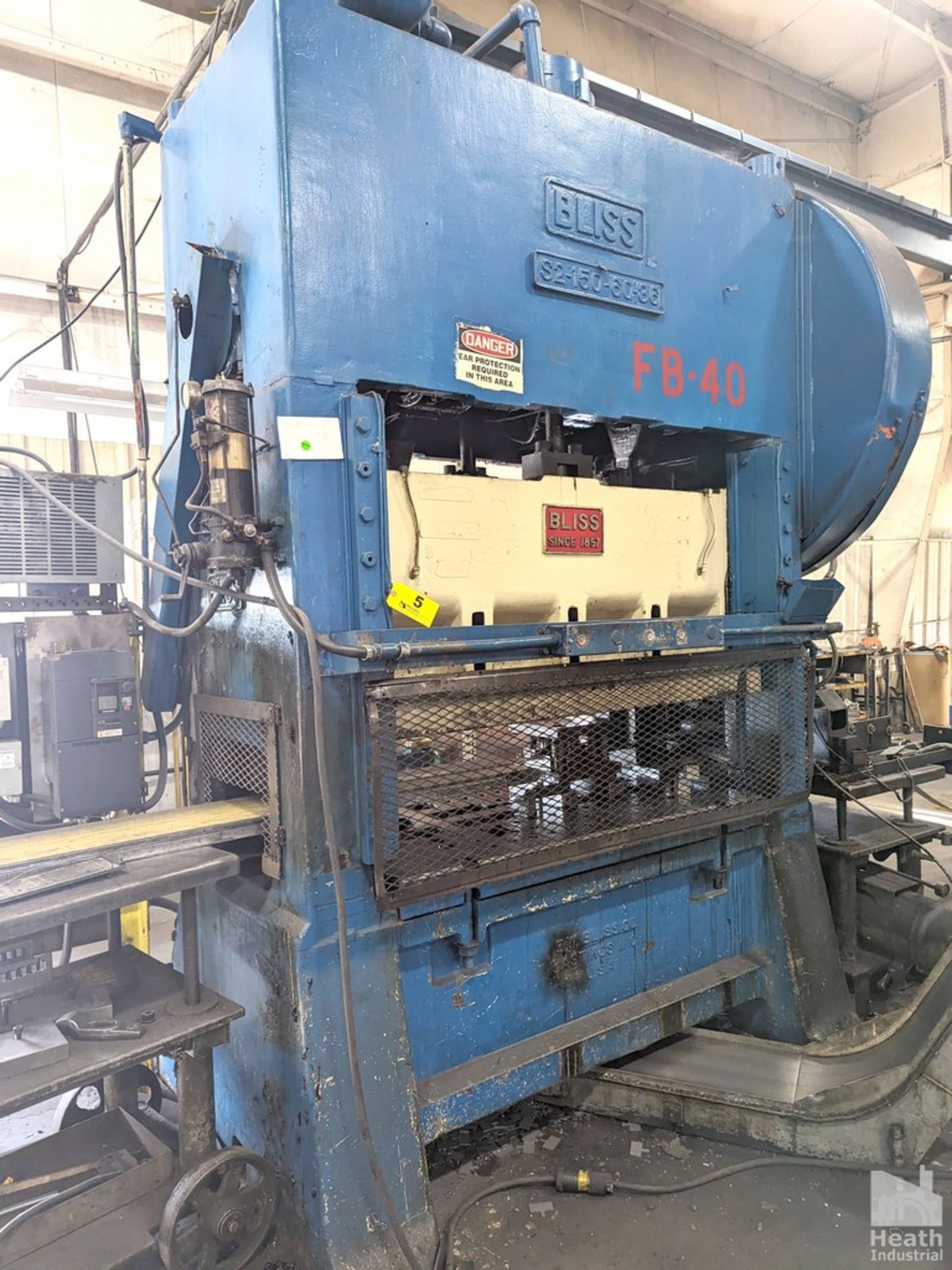 Bliss 150 Ton Model S2-150-60-36 Straight Side Double Crank Press, s/n ...