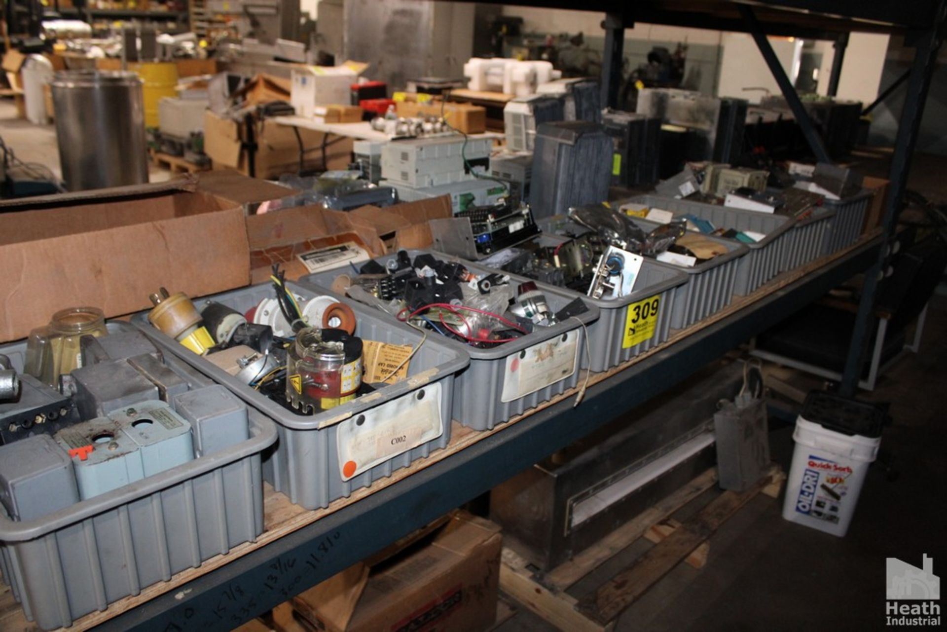 ASSORTED ELECTRICAL COMPONENTS IN EIGHT BINS
