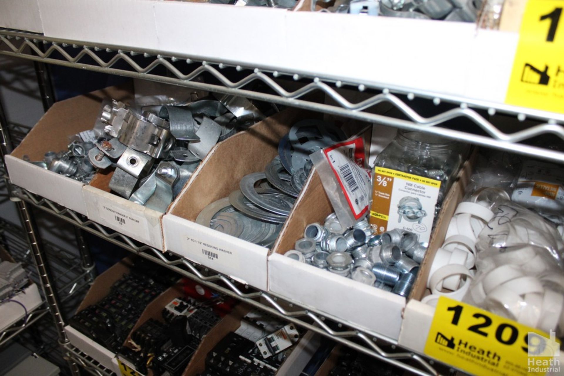 ASSORTED ELECTRICAL HARDWARE ON SHELF