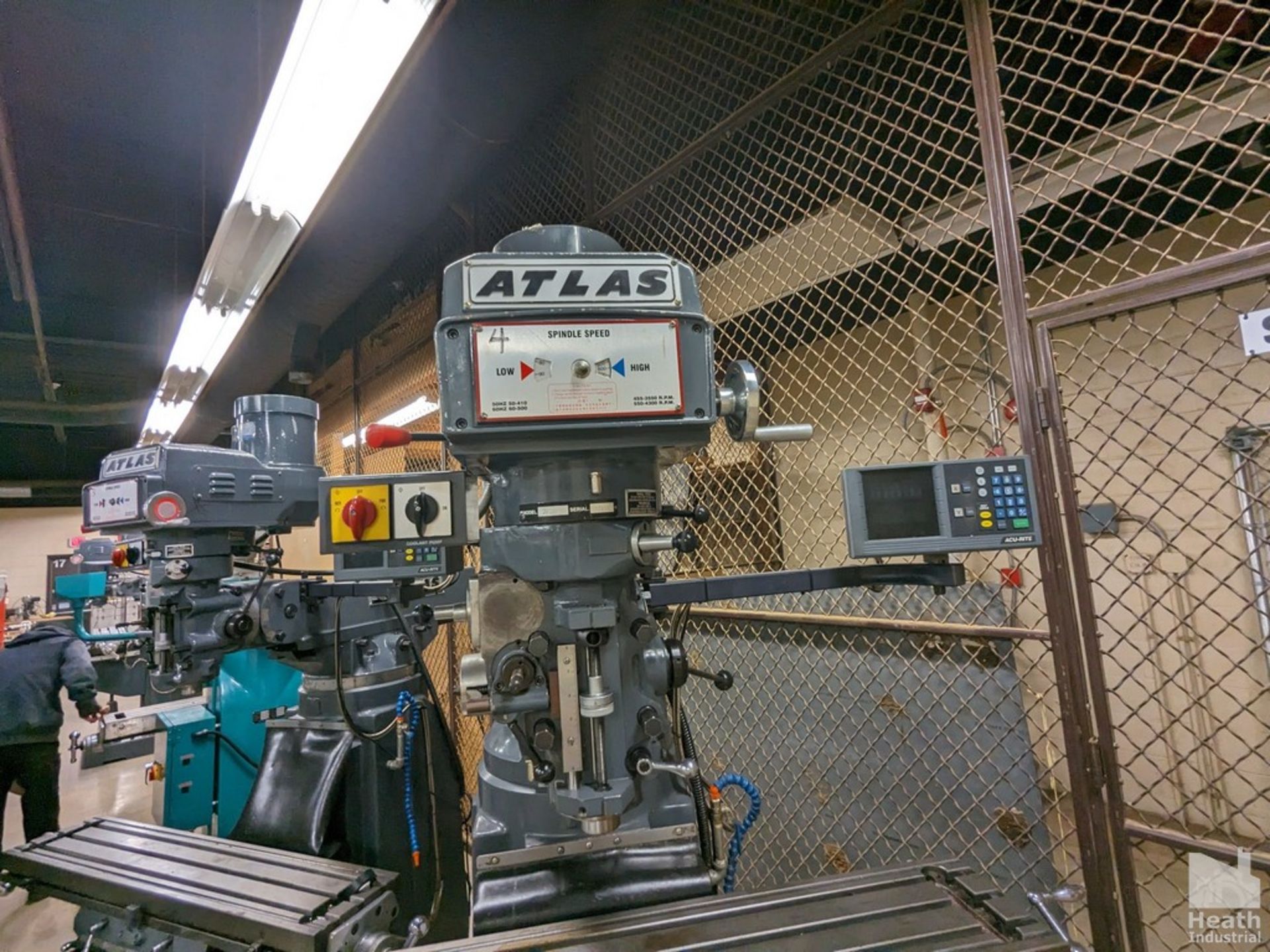 CLAUSING ATLAS 3 HP MODEL 2VS08 VARIABLE SPEED RAM TYPE VERTICAL MILL ...