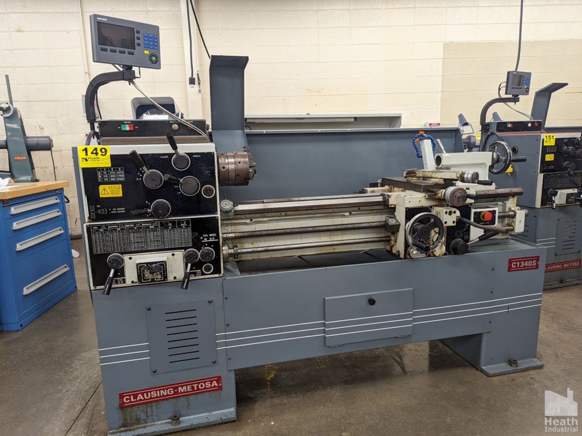 CLAUSING-METOSA 13"X40" MODEL 1340S TOOLROOM LATHE, S/N 41538, 2500 ...