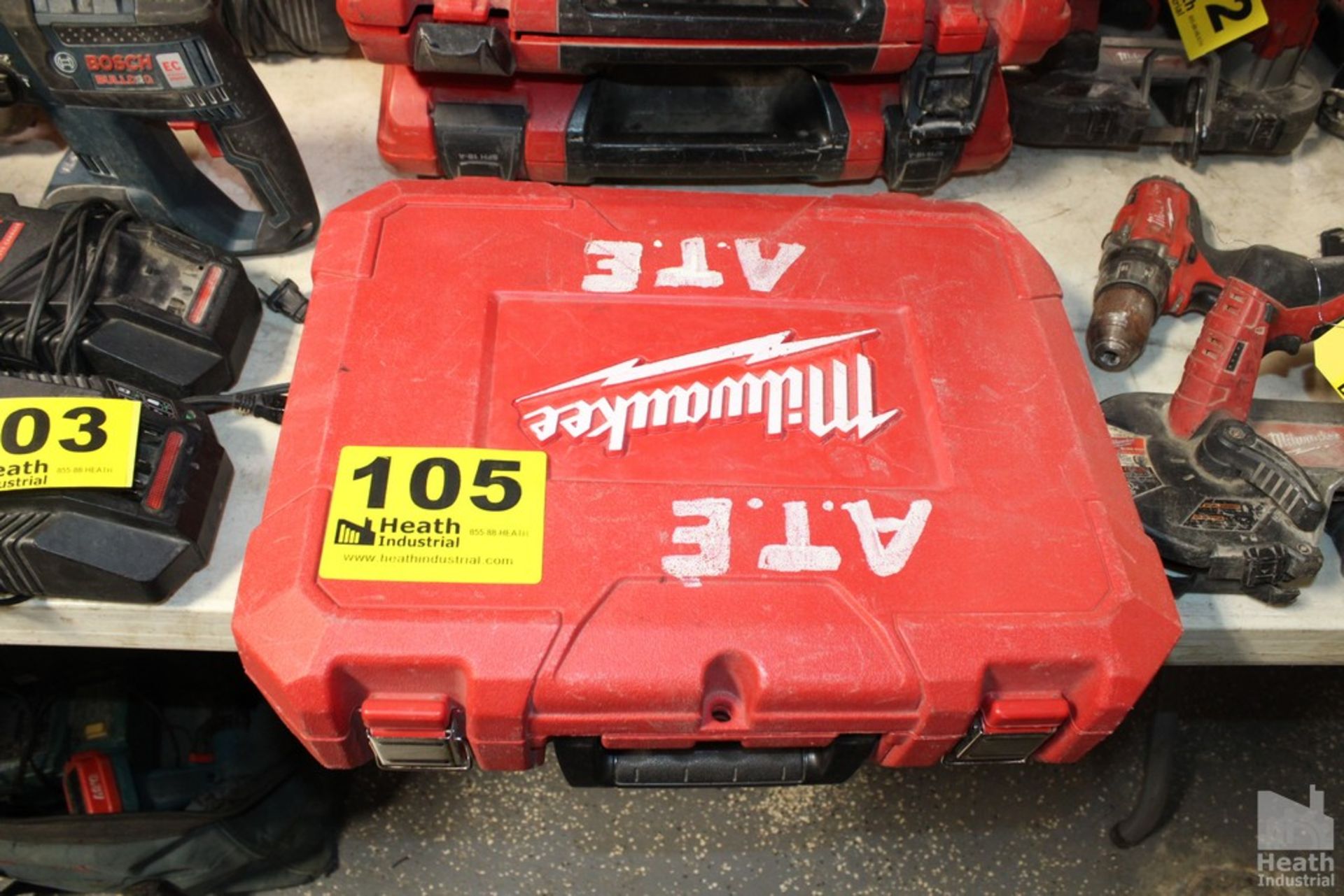 MILWAUKEE M28 CORDLESS 1/2" HAMMER DRILL WITH TWO BATTERIES AND CHARGER