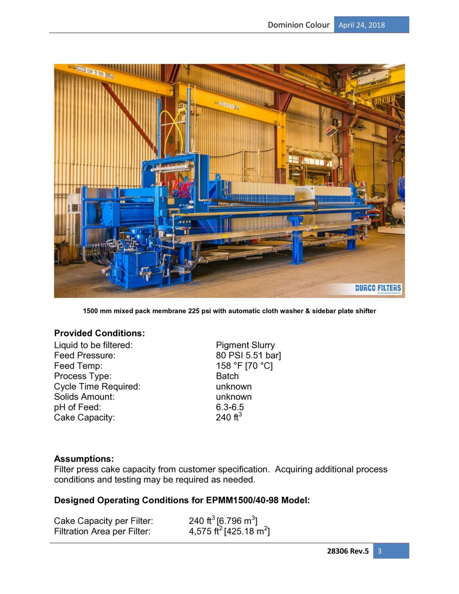 BULK BID - 2019 DURCO FILTERS / ASCENSION EPMM1500/40-98 MEMBRANE ...