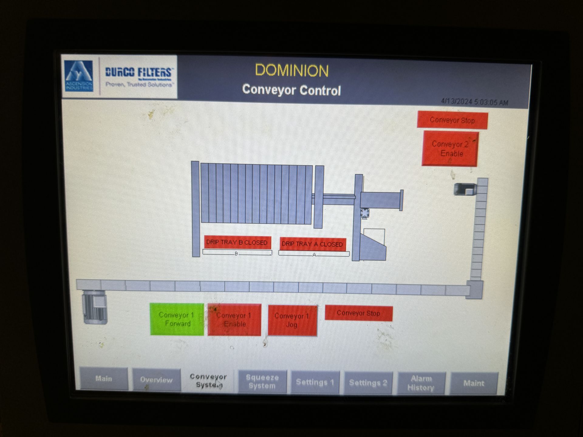 2019 DURCO FILTERS / ASCENSION EPMM1500/40-98 MEMBRANE FILTER PRESS ...