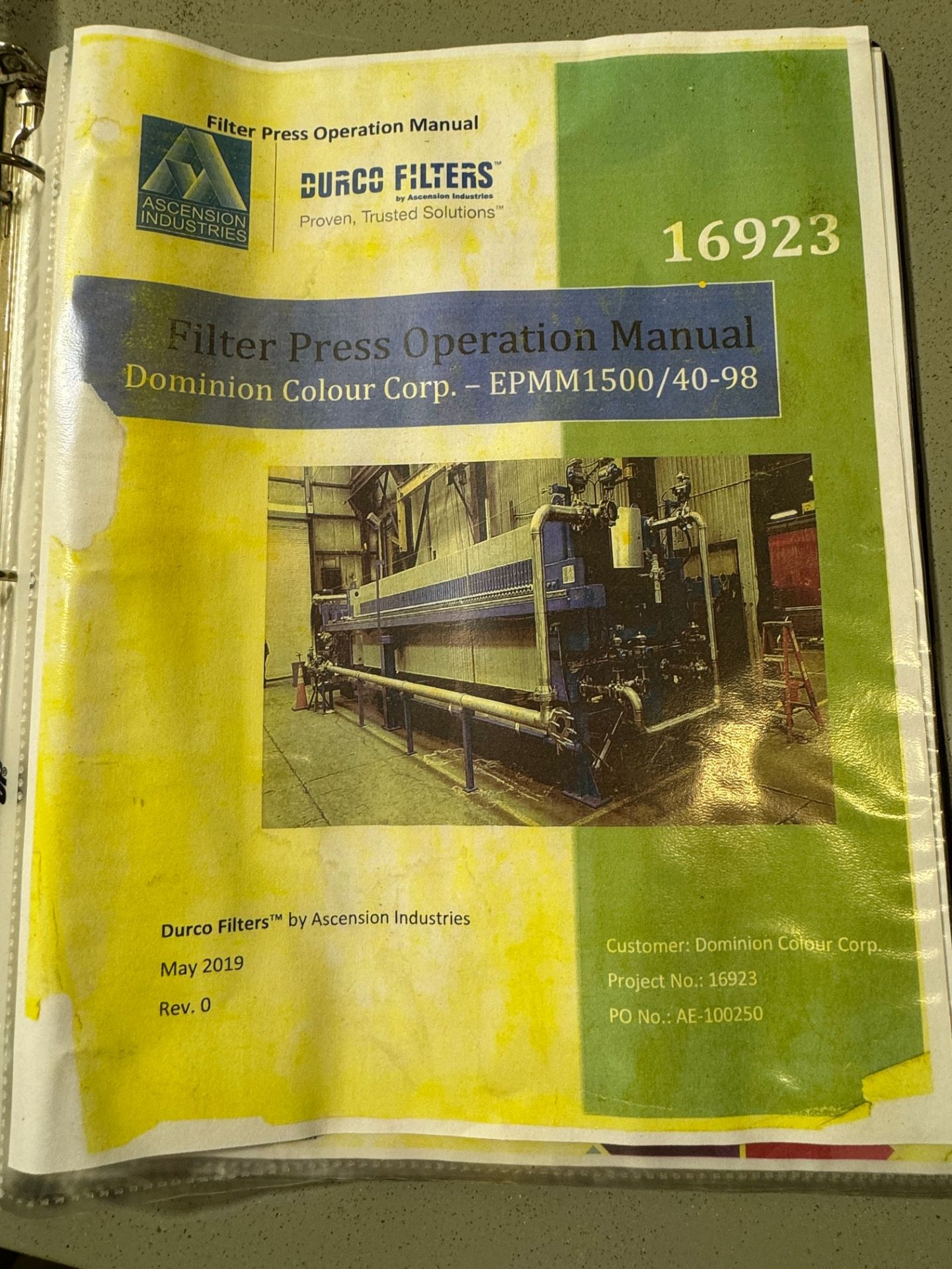 BULK BID - 2019 DURCO FILTERS / ASCENSION EPMM1500/40-98 MEMBRANE ...