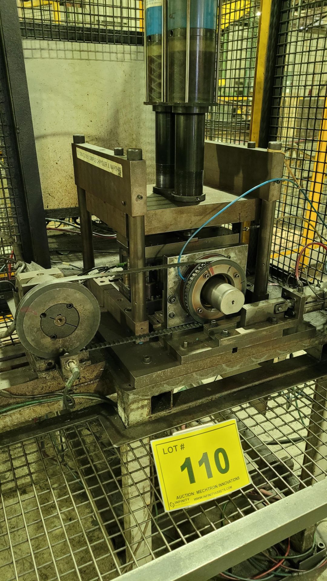 PNEUMATIC DIMPLER PRESS, MITSUBISHI CONTROLLER, SAFETY CAGE