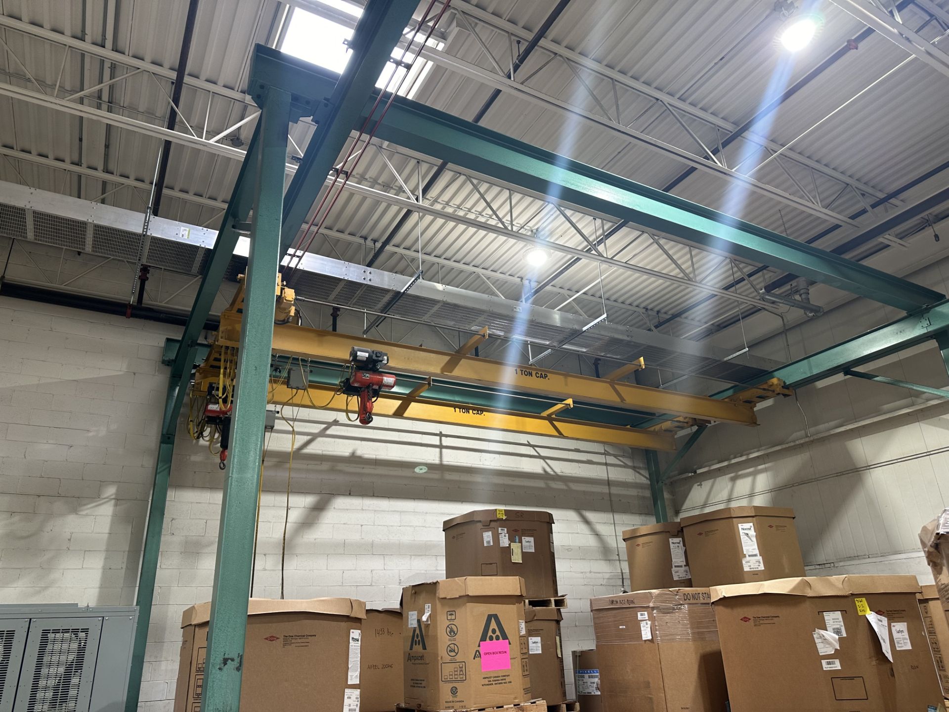 FREE STANDING CRANE SYSTEM W/ (2) INDEPENDENT BRIDGE CRANES, 1-TON CAP ...