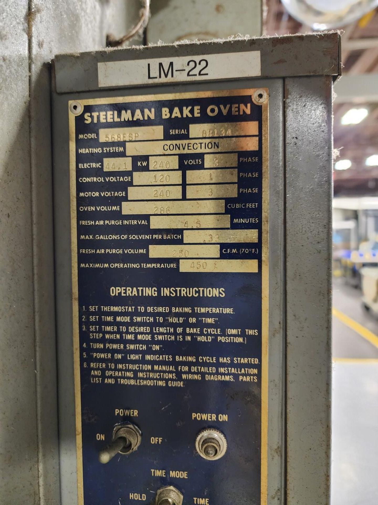 Steelman 568ESP Bake Oven 44.1kw; W/ Omega Control (Location: Chem Shop ...