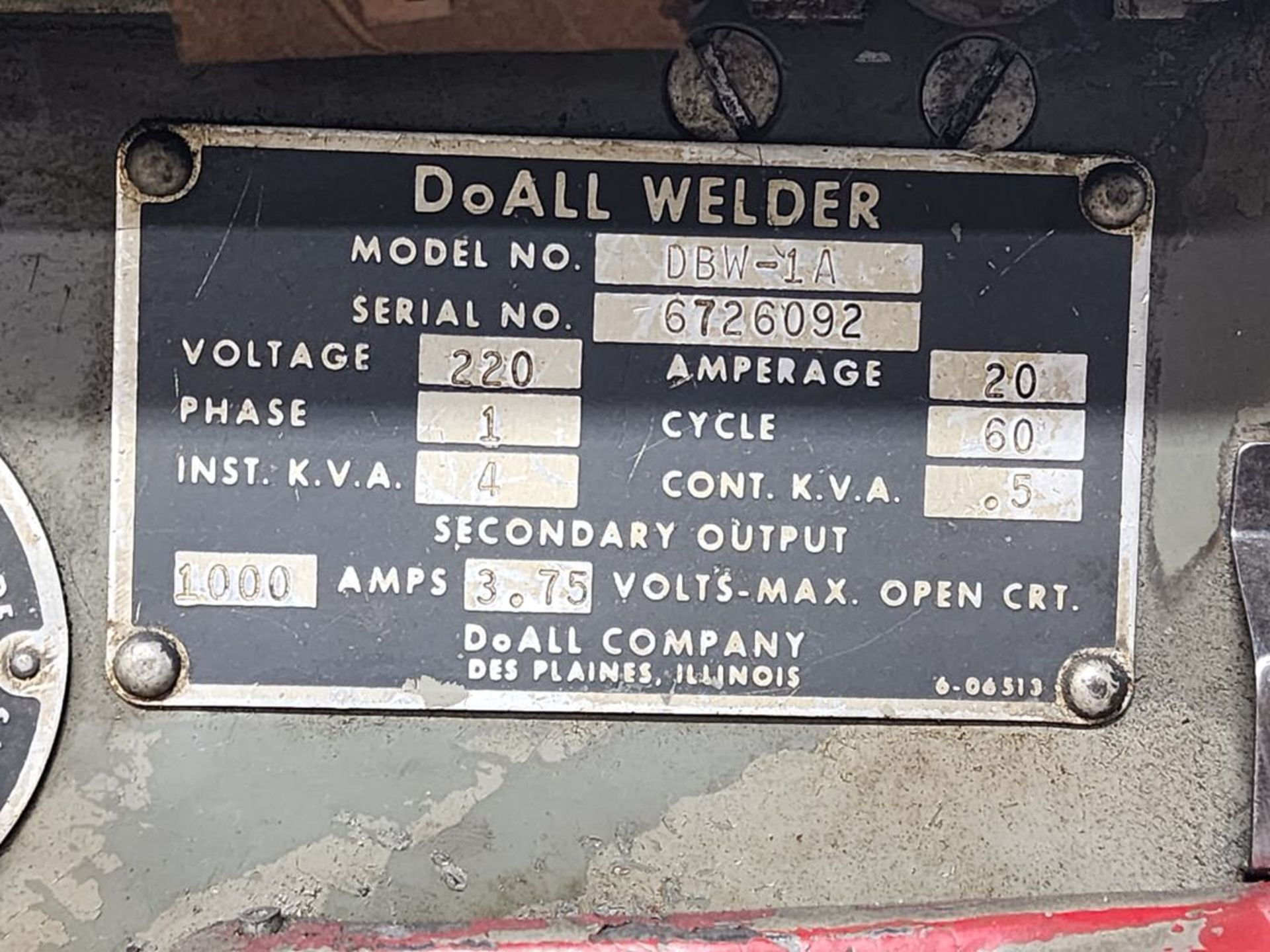 DoAll DBW-1A Blade Welder 220A, 20A, 1PH, 60HZ
