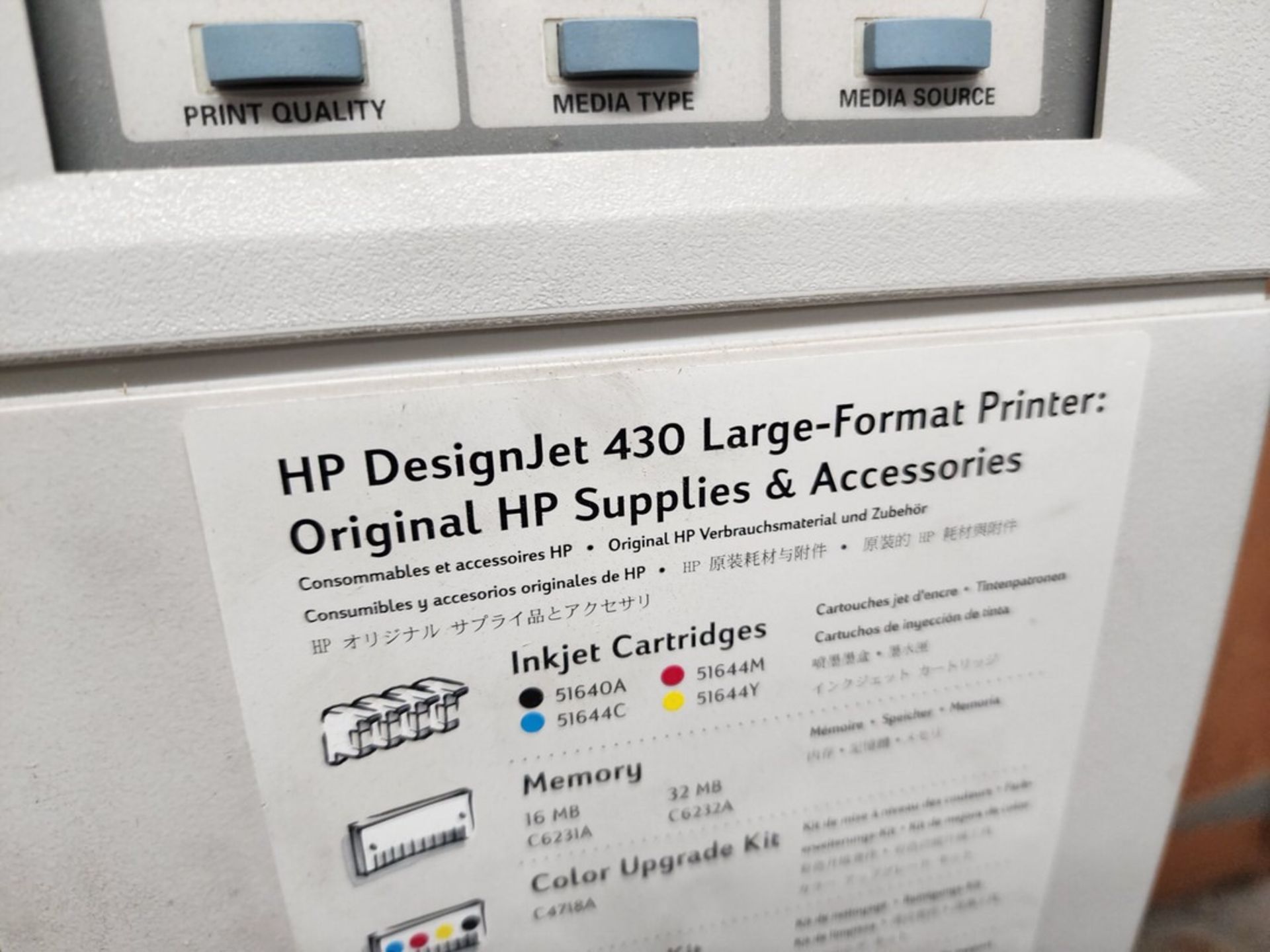 HP Designjet 430 24" Printer (LOCATION: Lancaster, PA)