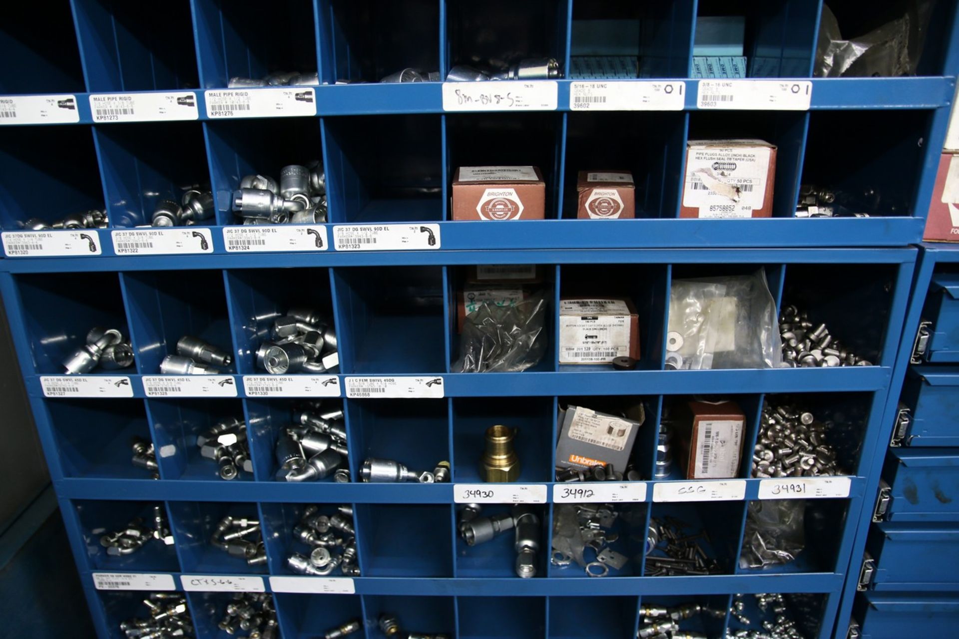 { Choice of lots: 119 } Steel Hardware Bins with Pipe and Crimp Fittings