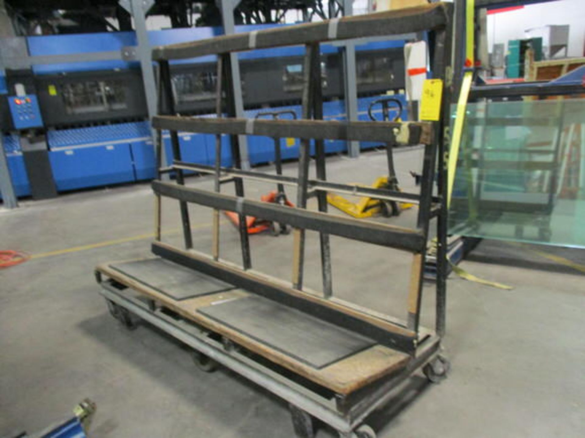 { Group of lots: 95, 96, 97 } PORTABLE SINGLE SIDED METAL GLASS RACK ...