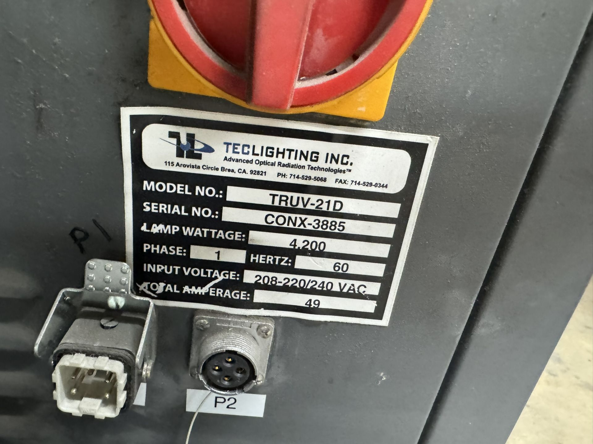 TEC Lighting TRUVFS-21D 21" Auto Feed UV Coater s/n CONX-3885