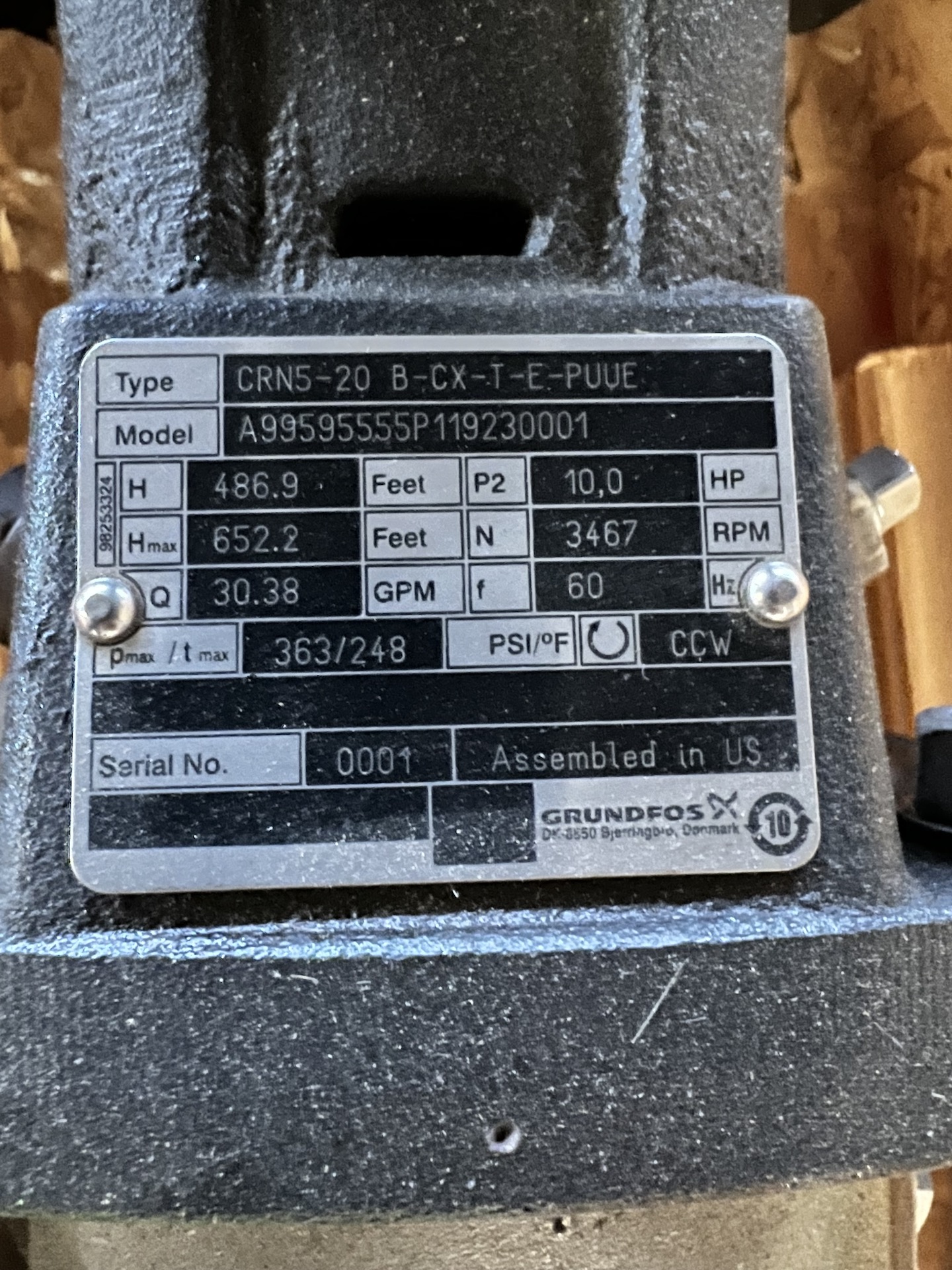 NEW GRUNDFOS 10-HP VERTICAL MULTISTAGE CENTRIFUGAL PUMP, MODEL ...