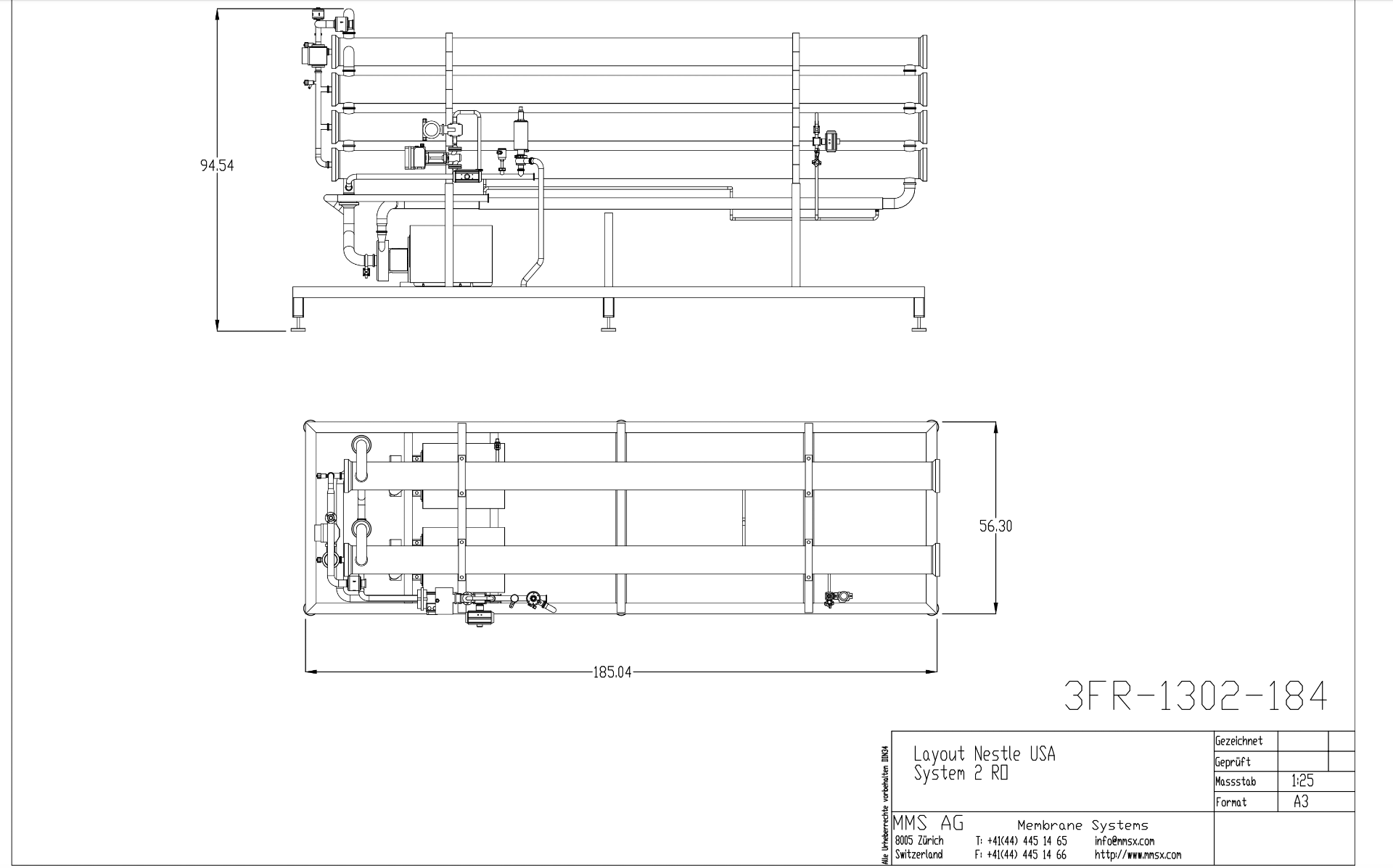 MMS MEMBRANE SYSTEMS RO SKID WITH (7) APPROX. 8 IN. TUBES, MODEL IVOR ...