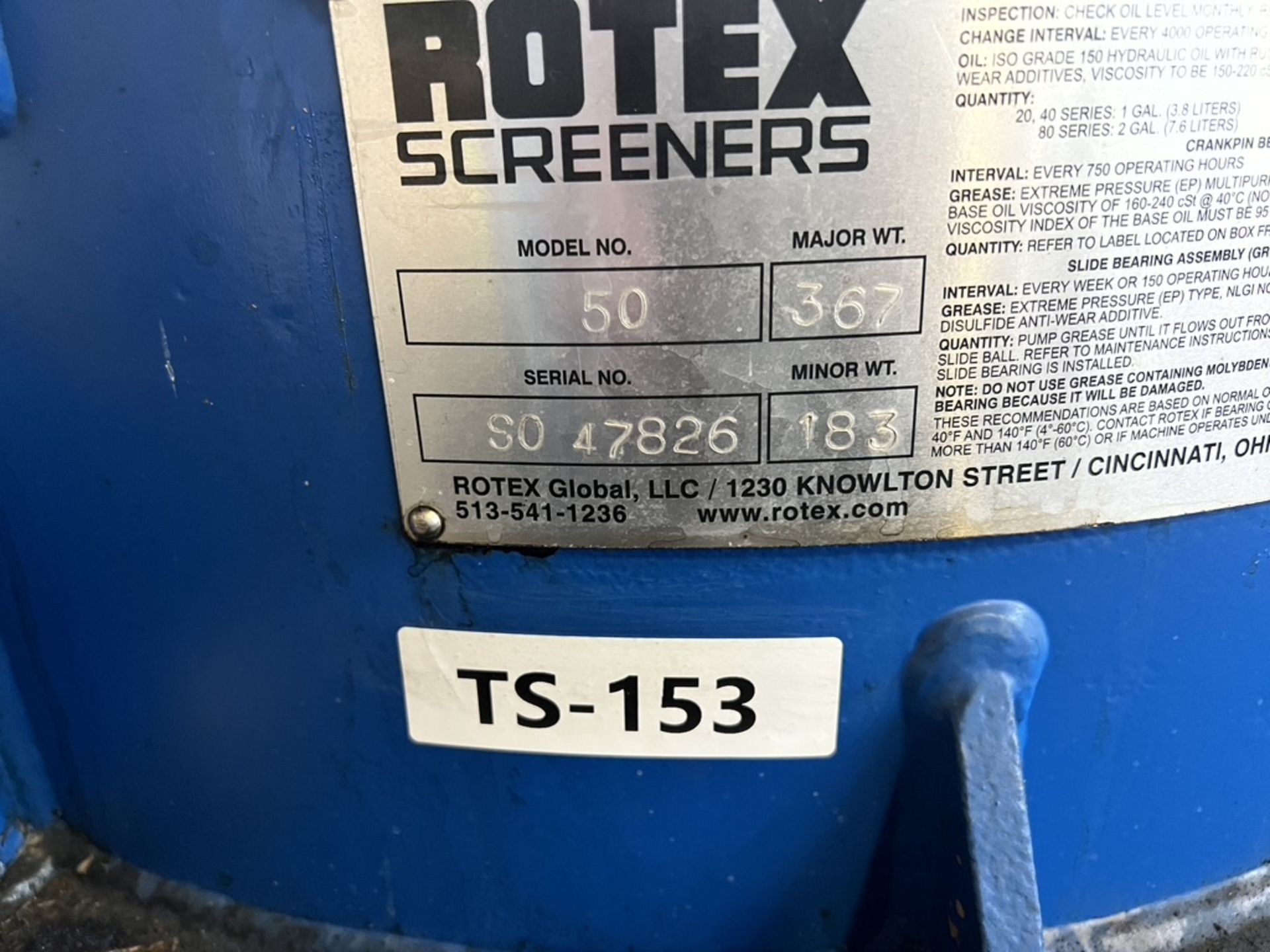 ASSORTED ROTEX SCREENER COMPONENTS, INCLUDING: Rotex Screener Gear Box ...