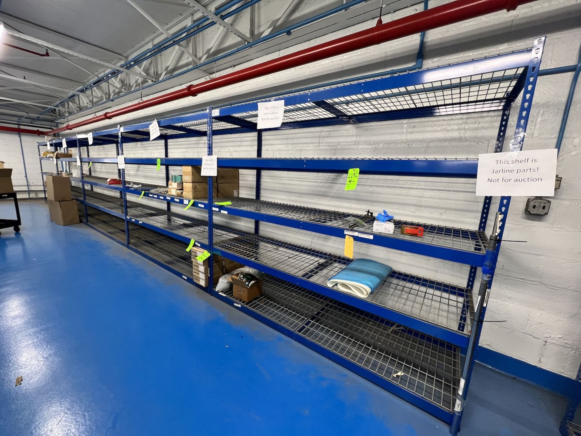 WIDE SPAN STORAGE RACK WITH WIRE DECKING, 3- SECTIONS, APPROX. 96 IN. L ...