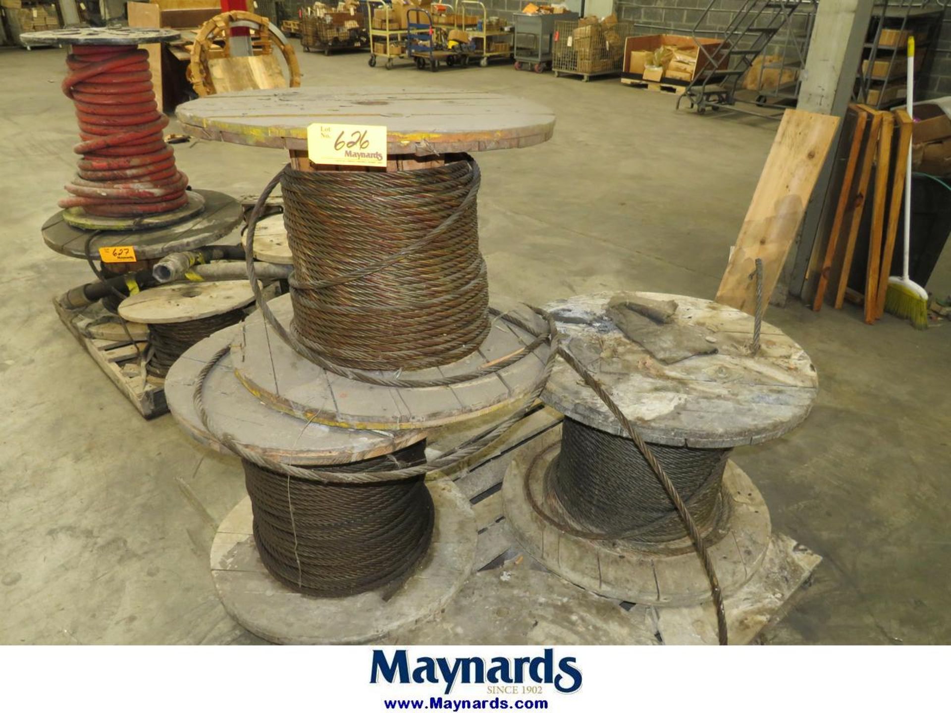Lot of (3) Spools Braided Wire on One Pallet Dia to Approx. 5/8"