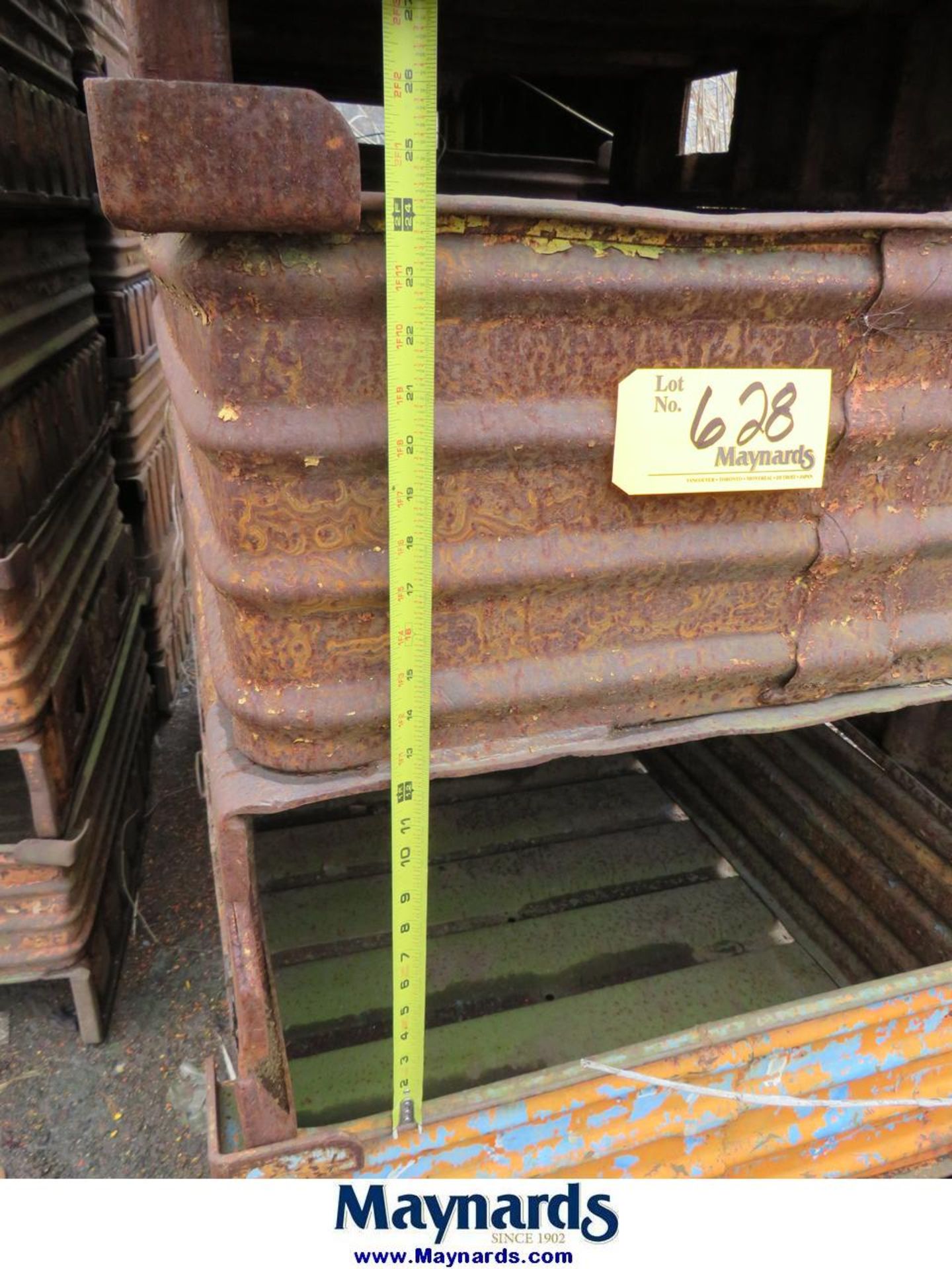 Lot of (13) Steel Corrugated Parts Tubs in One Row Approx. Size 31" W x ...