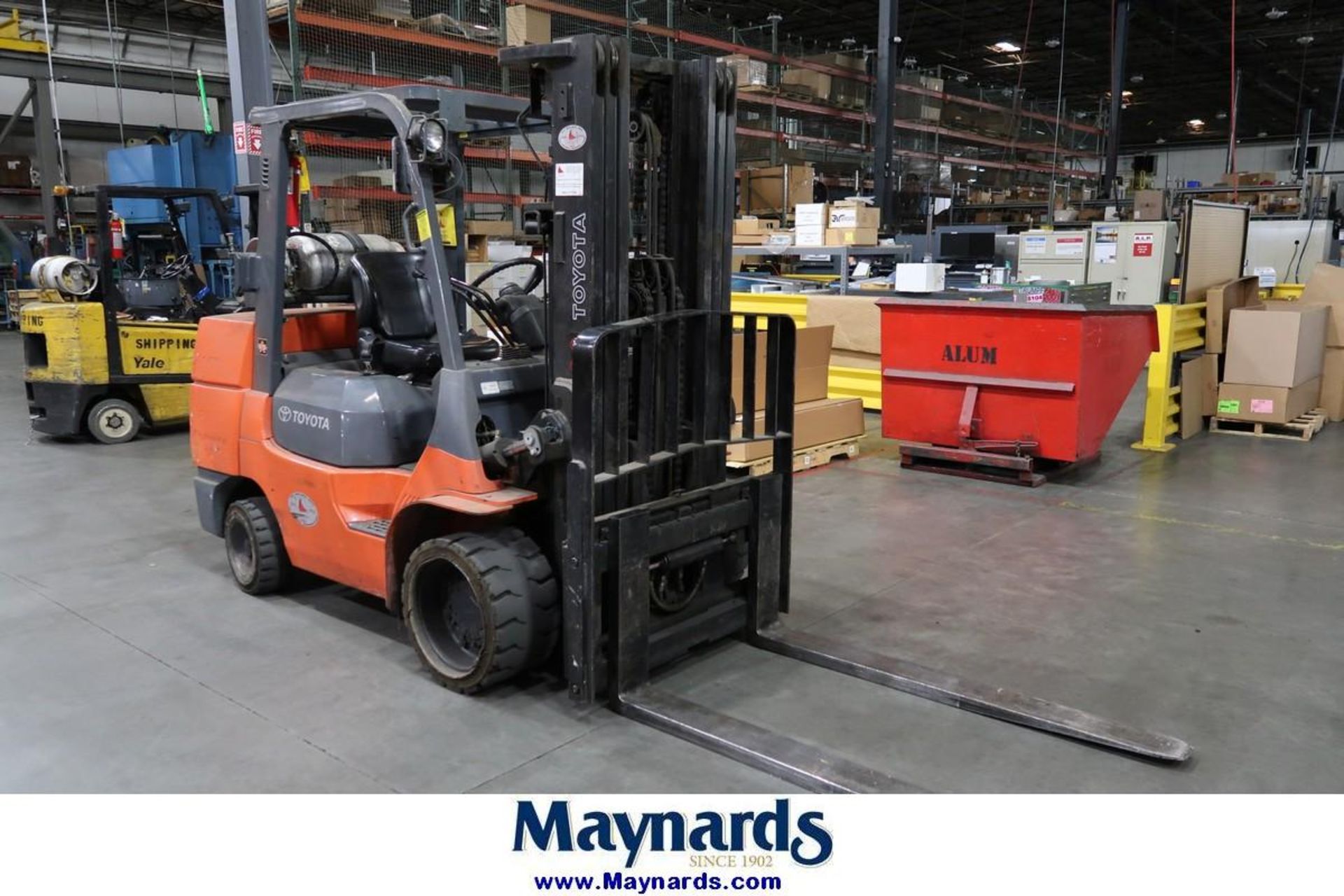 2007 Toyota 7FGCU45 9,150 Lb. Capacity LP Type Fork Lift 3-Stage Mast ...