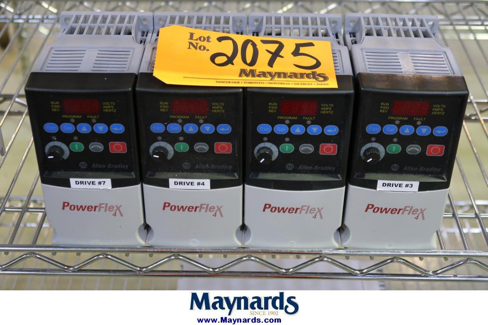 Lot of (4) Allen-Bradley PowerFlex 4 #22A-D2P3N104 Series A VFD's .75KW