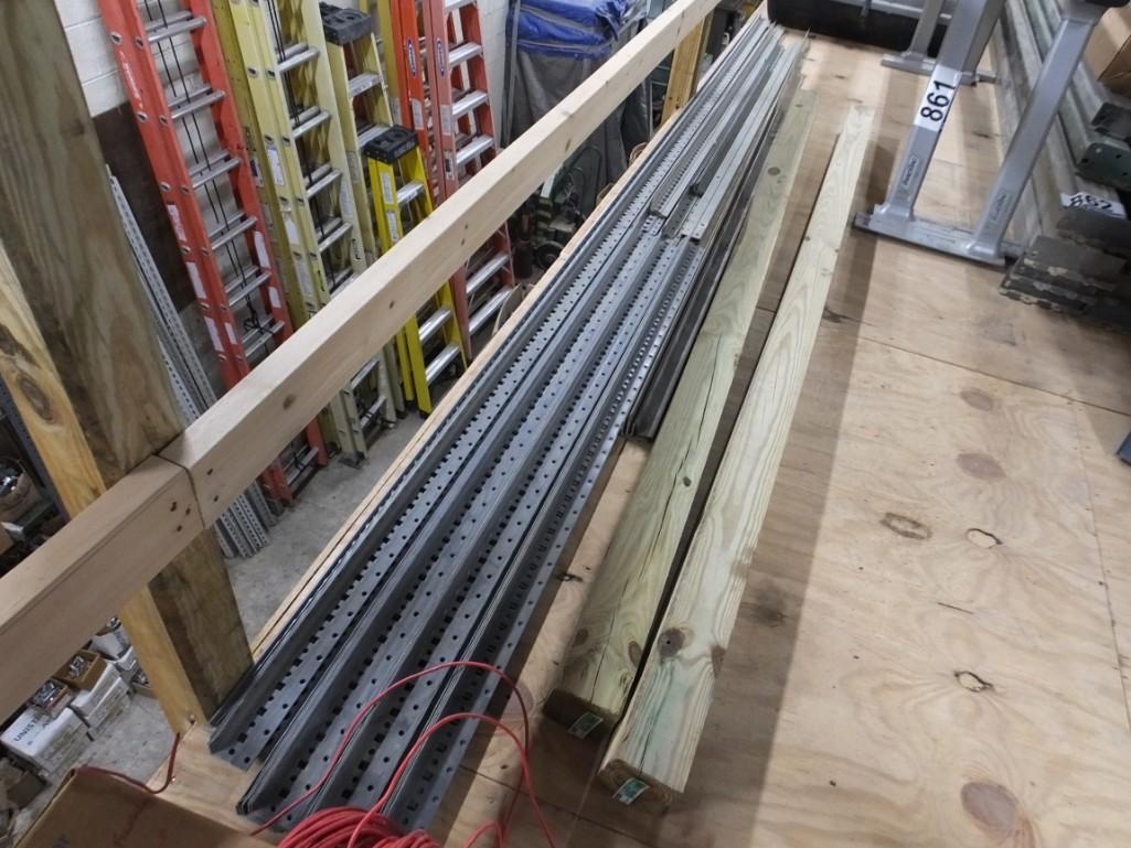 Lot: Pallet Rack Beams, 6x6 Timbers, Uprights and Shelves, (Located ...