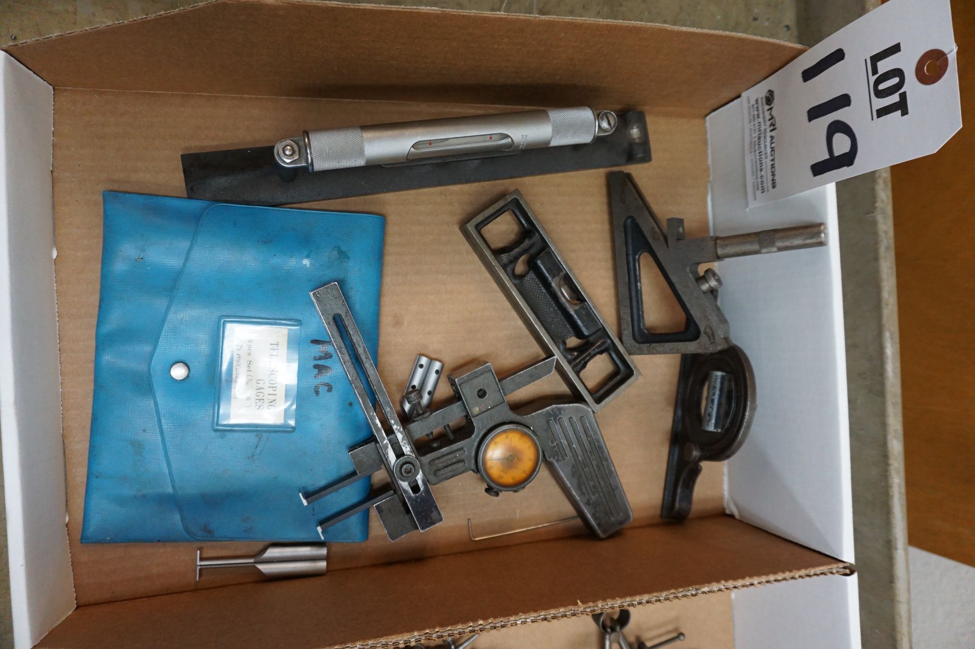 (2 BOXES) STARRETT MACHINIST LEVEL, MUELLER GAGE, TELESCOPING GAGES ...