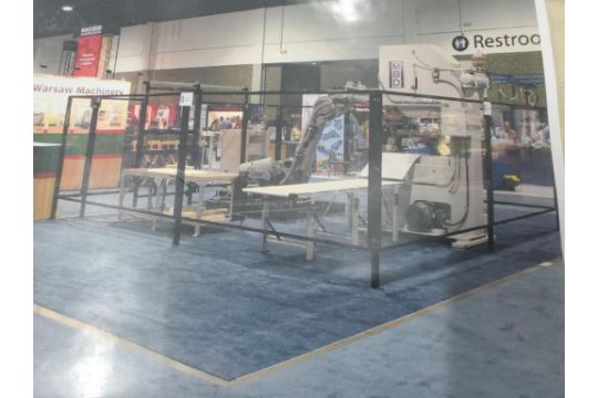 Folding Guard Barrier w/ Lexan Panels, 16' x 16', w/ Sliding Door