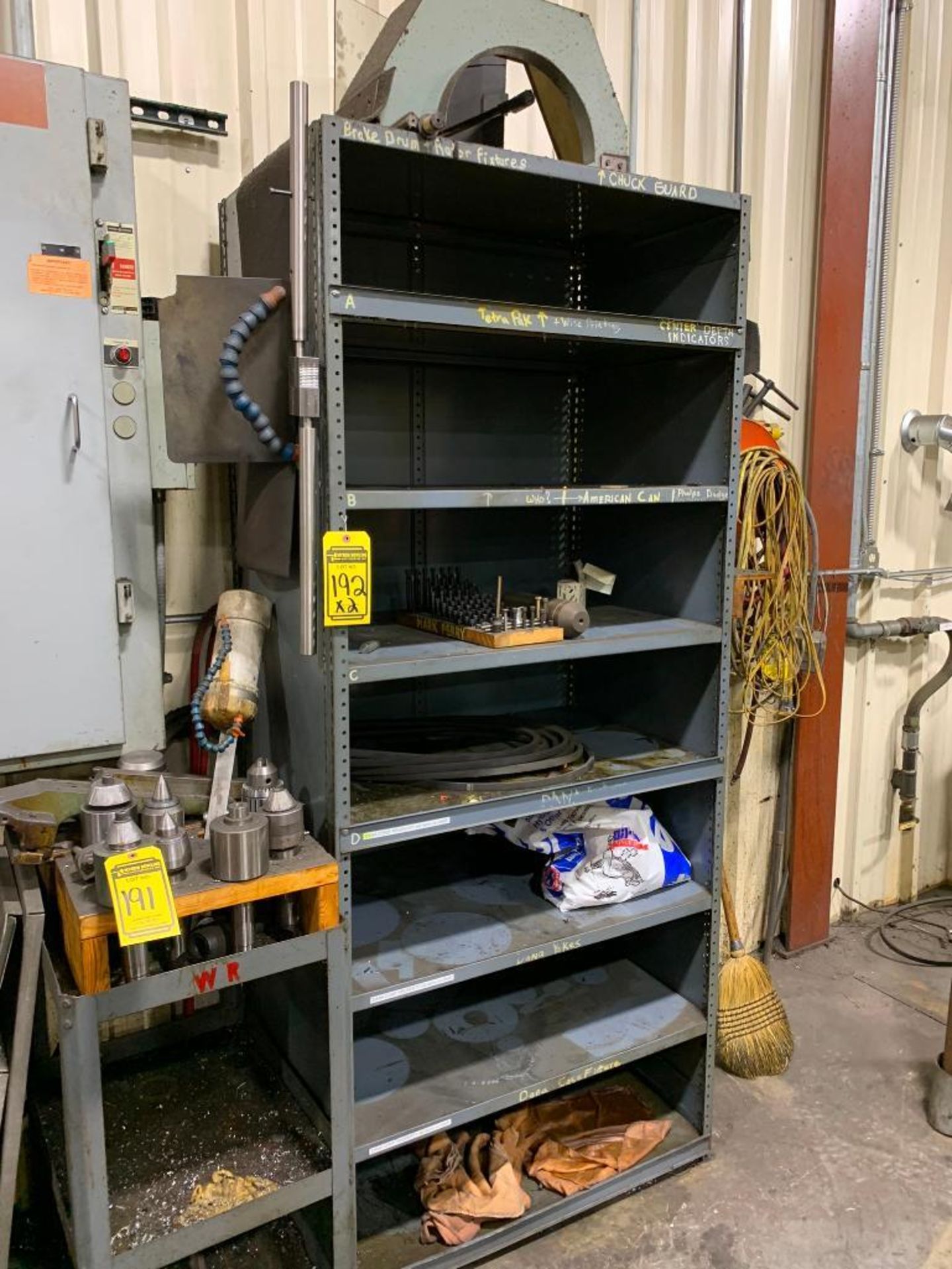(2x) Shelf Units w/ Spacer Plate, Lathe Attachment, Hold-Downs, Chuck ...