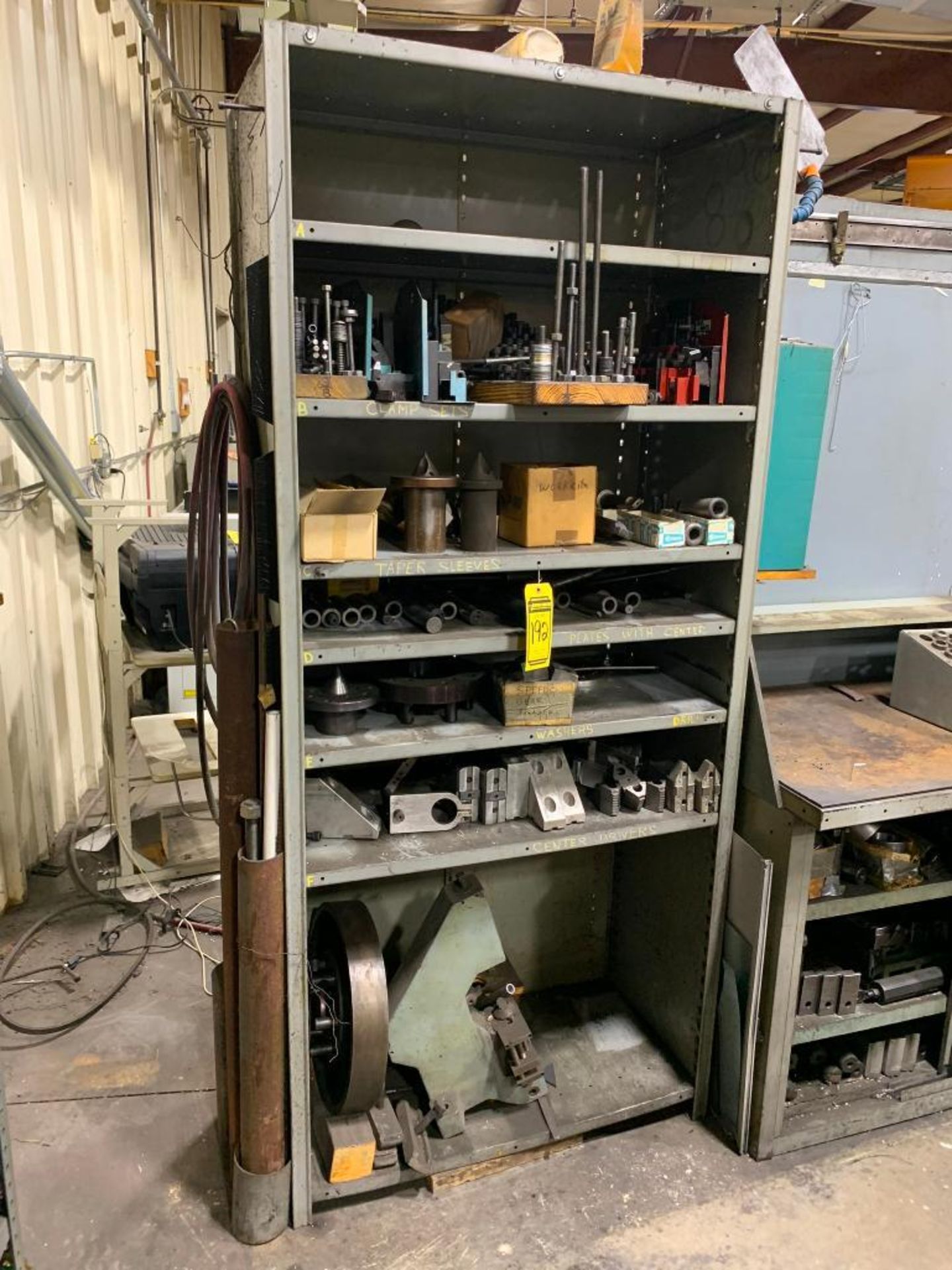(2x) Shelf Units w/ Spacer Plate, Lathe Attachment, Hold-Downs, Chuck ...