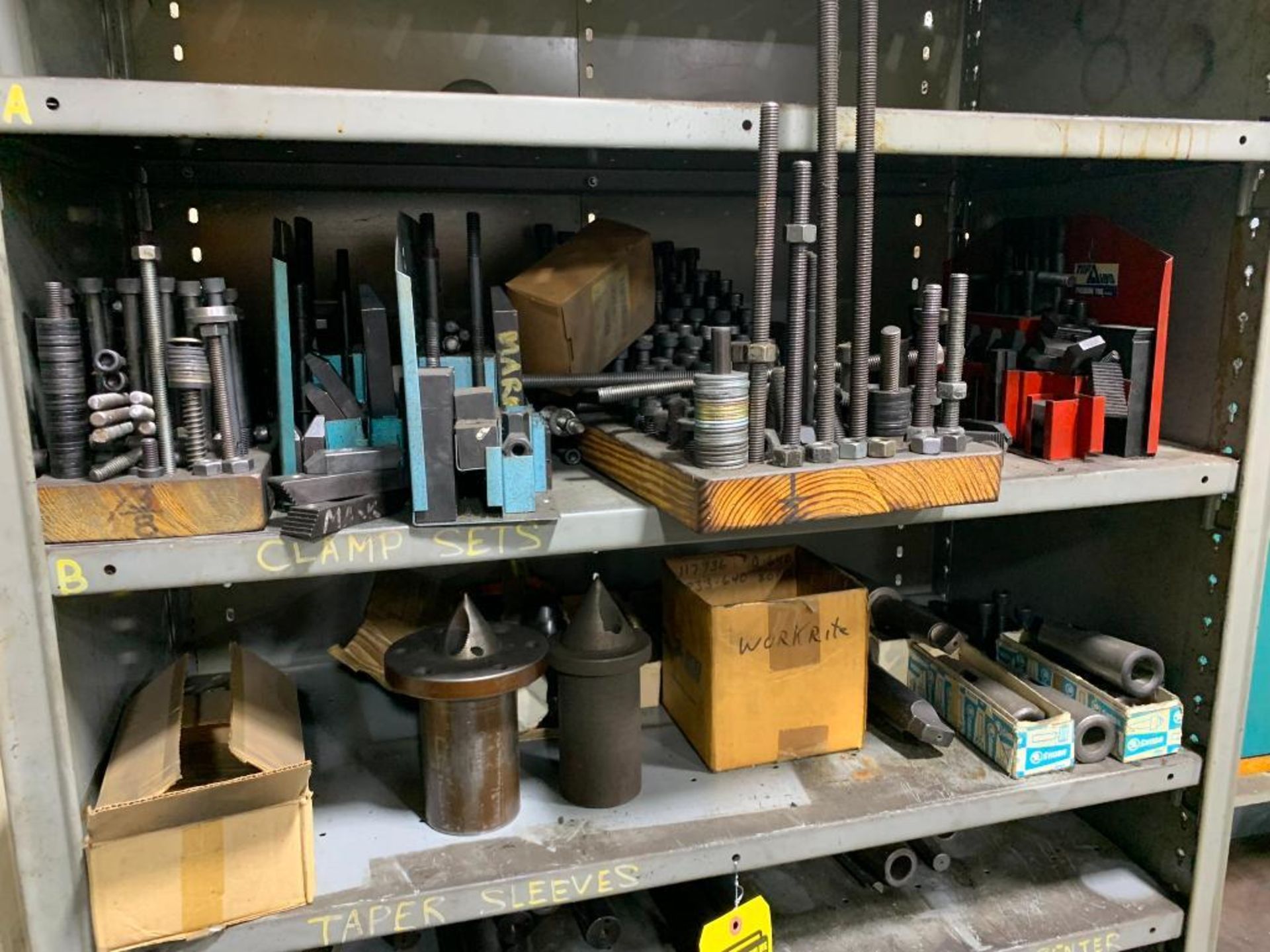 (2x) Shelf Units w/ Spacer Plate, Lathe Attachment, Hold-Downs, Chuck ...