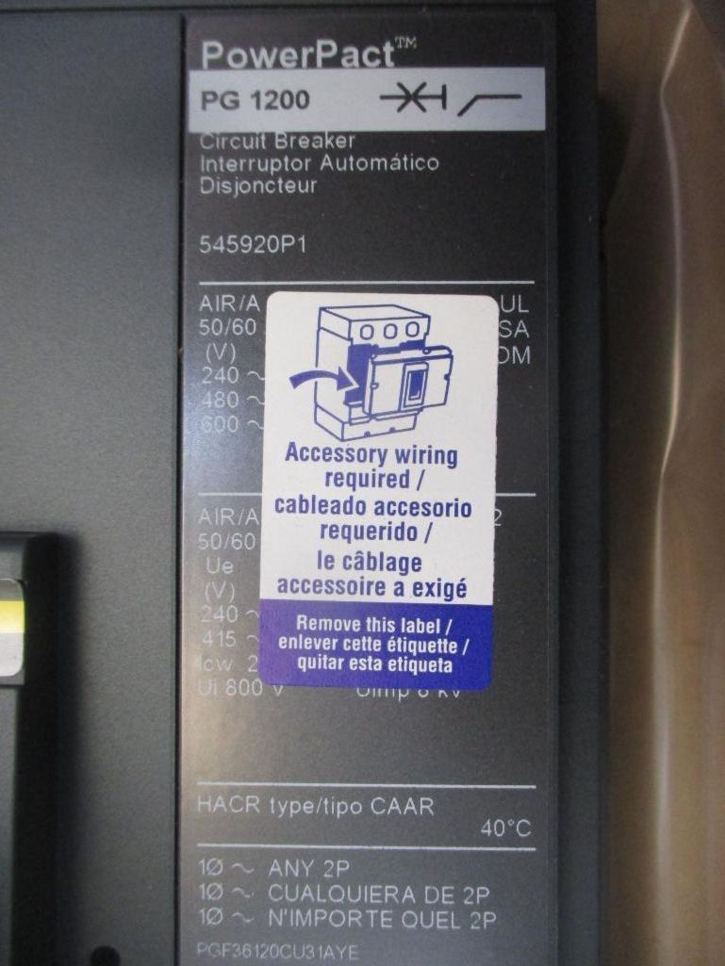 Square D 1200 AMP Circuit Breaker, 545920P1, 1200A, 3P, 600VAC, PG1200 ...
