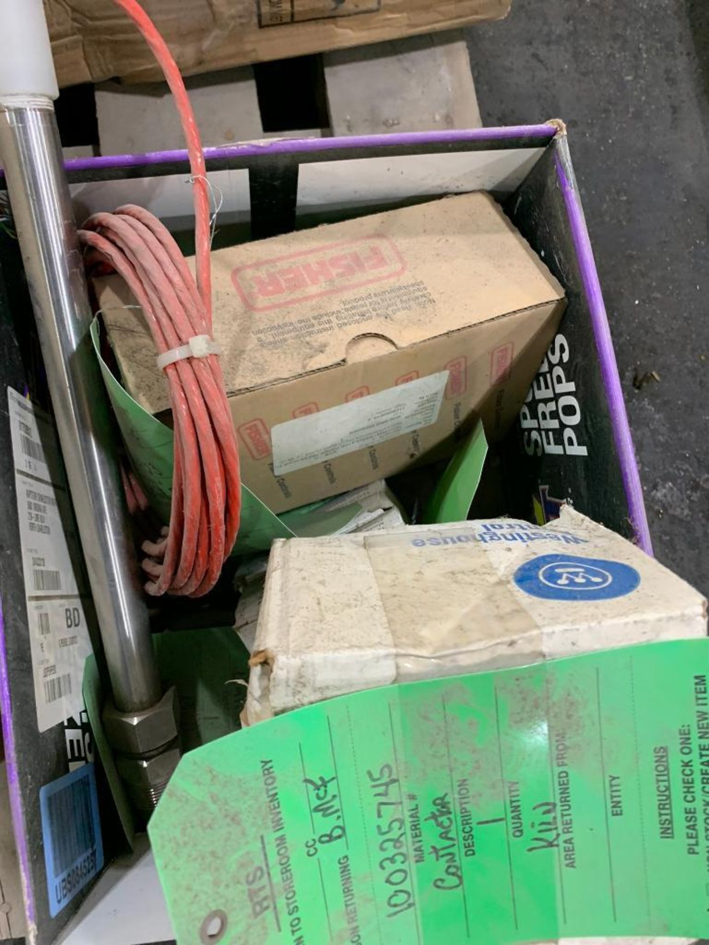 Pallet w/ Assorted Switches, Electric Vibrational Bell, Contactor, Valves