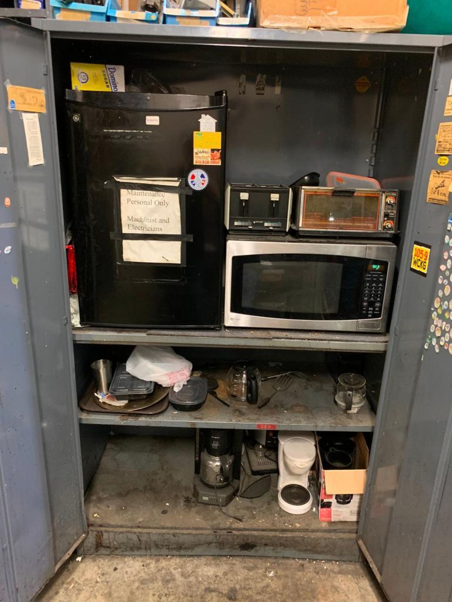 2-Door Cabinet w/ Mini Fridge, Microwave, Toaster & Toaster Oven, Small ...