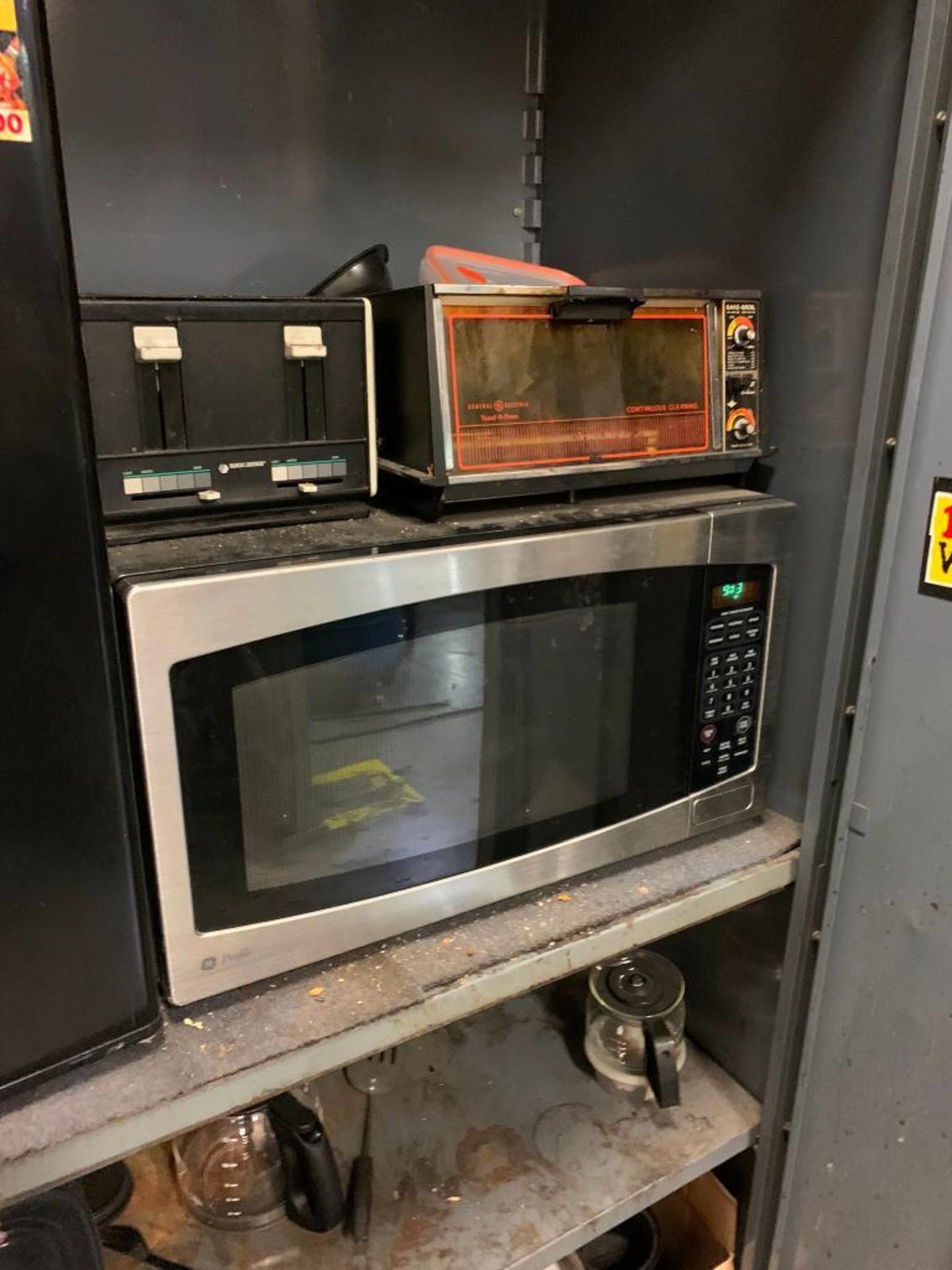 2-Door Cabinet w/ Mini Fridge, Microwave, Toaster & Toaster Oven, Small ...