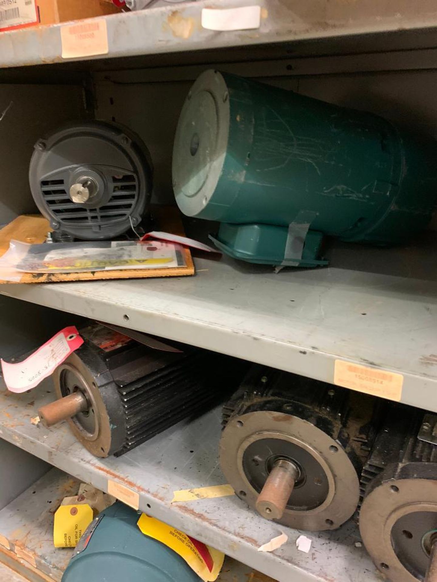 (5x) Bays of Clip Style Shelving w/ Content of Assorted Electric Motors ...
