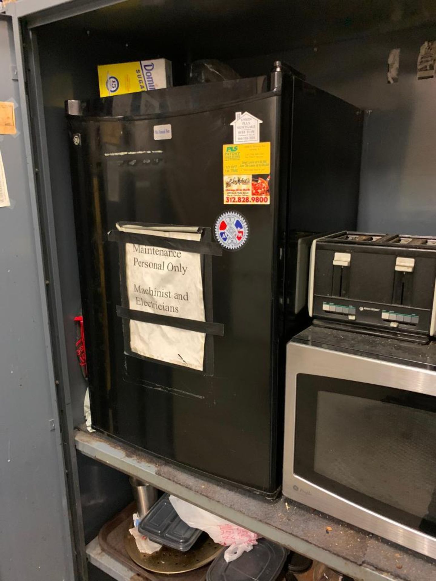 2-Door Cabinet w/ Mini Fridge, Microwave, Toaster & Toaster Oven, Small ...
