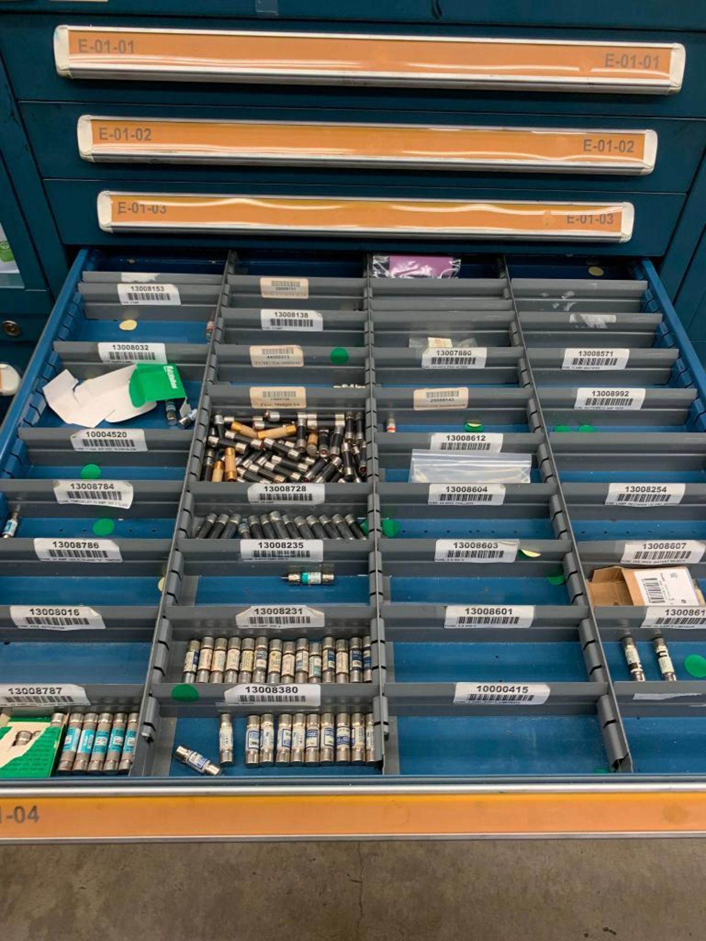 Vidmar 13-Drawer Cabinet w/ Assorted Fuses