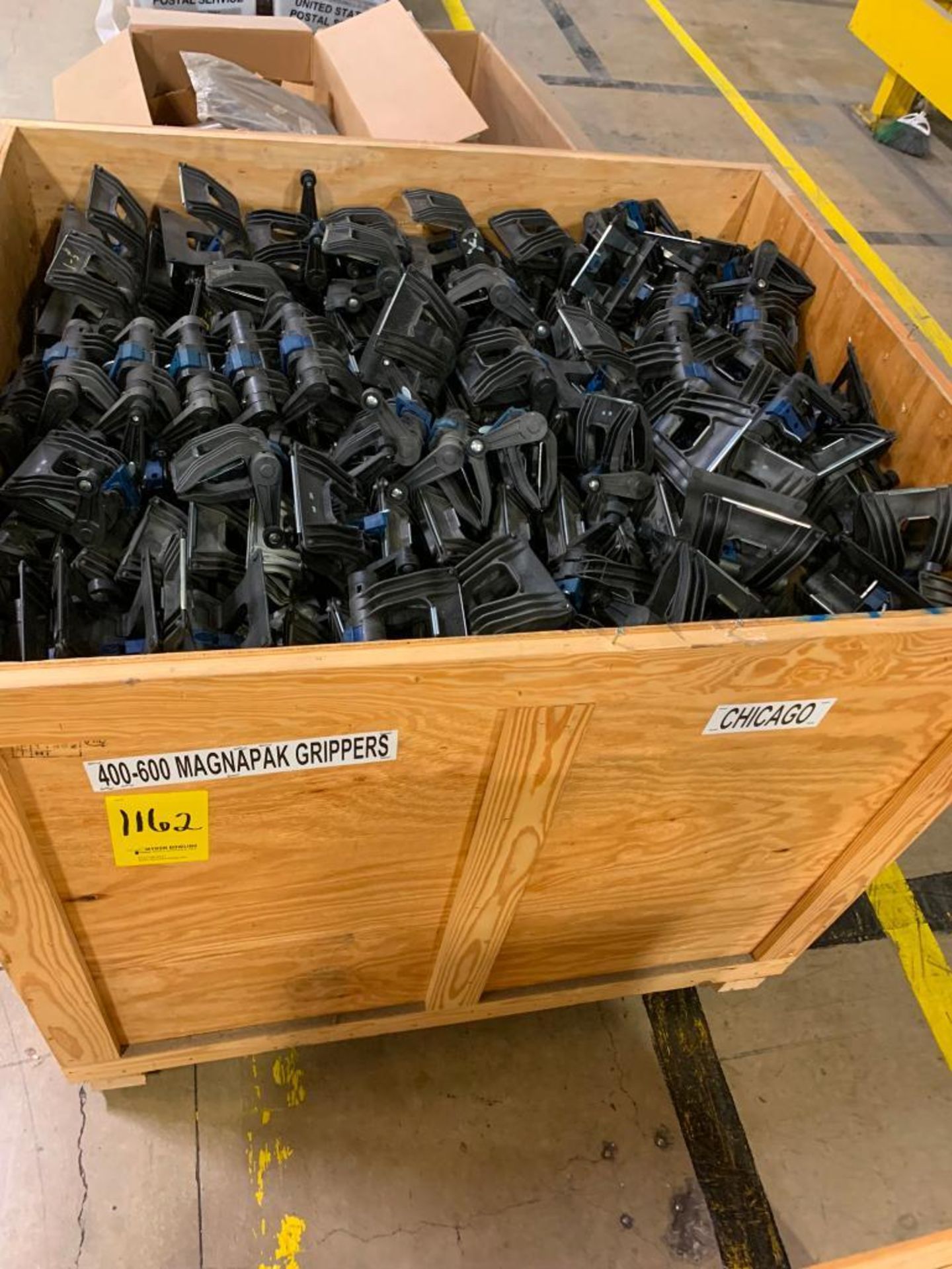(3) Crates/ Pallets w/ Magnapak Grippers, Machine Parts