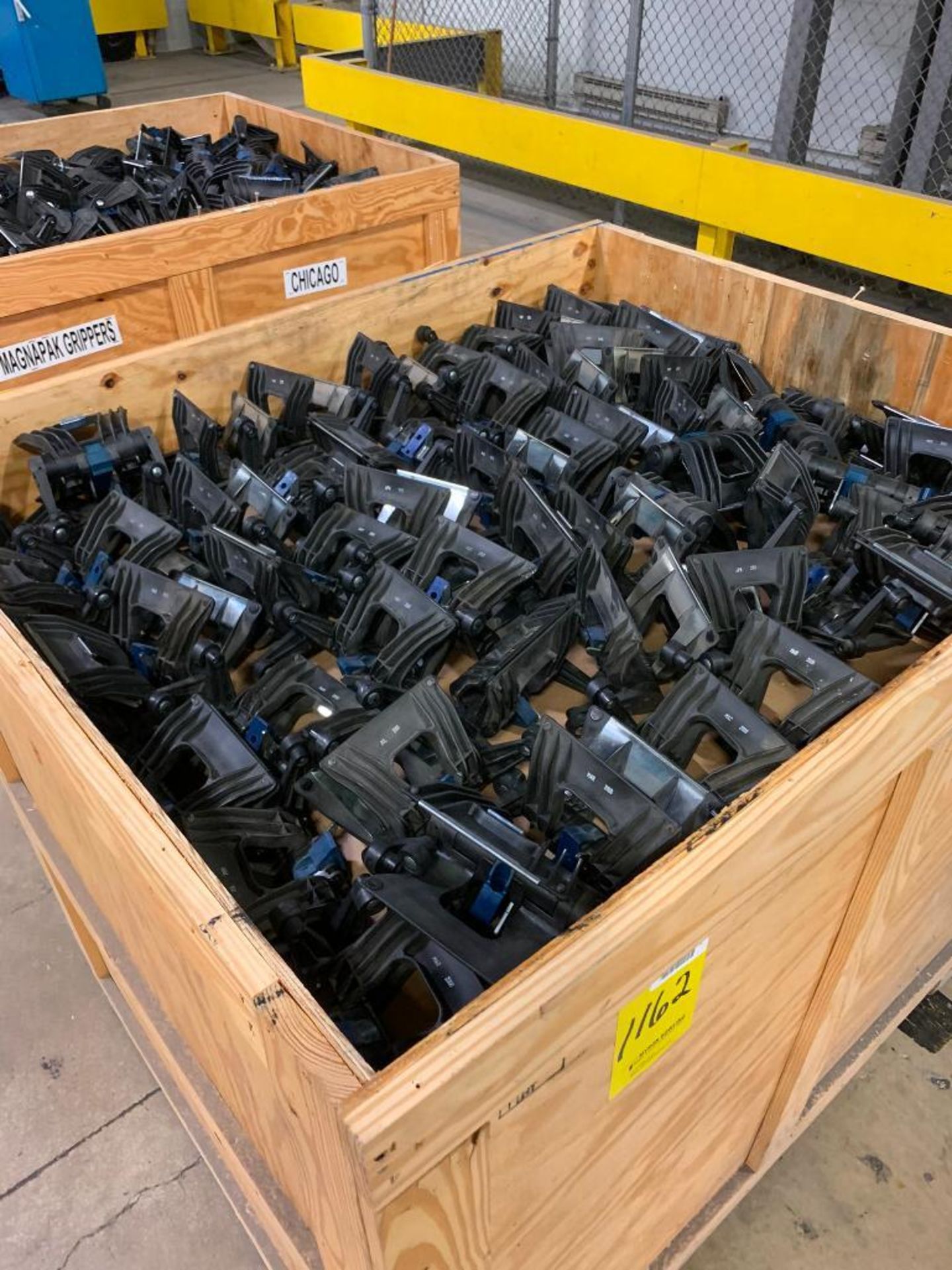 (3) Crates/ Pallets w/ Magnapak Grippers, Machine Parts