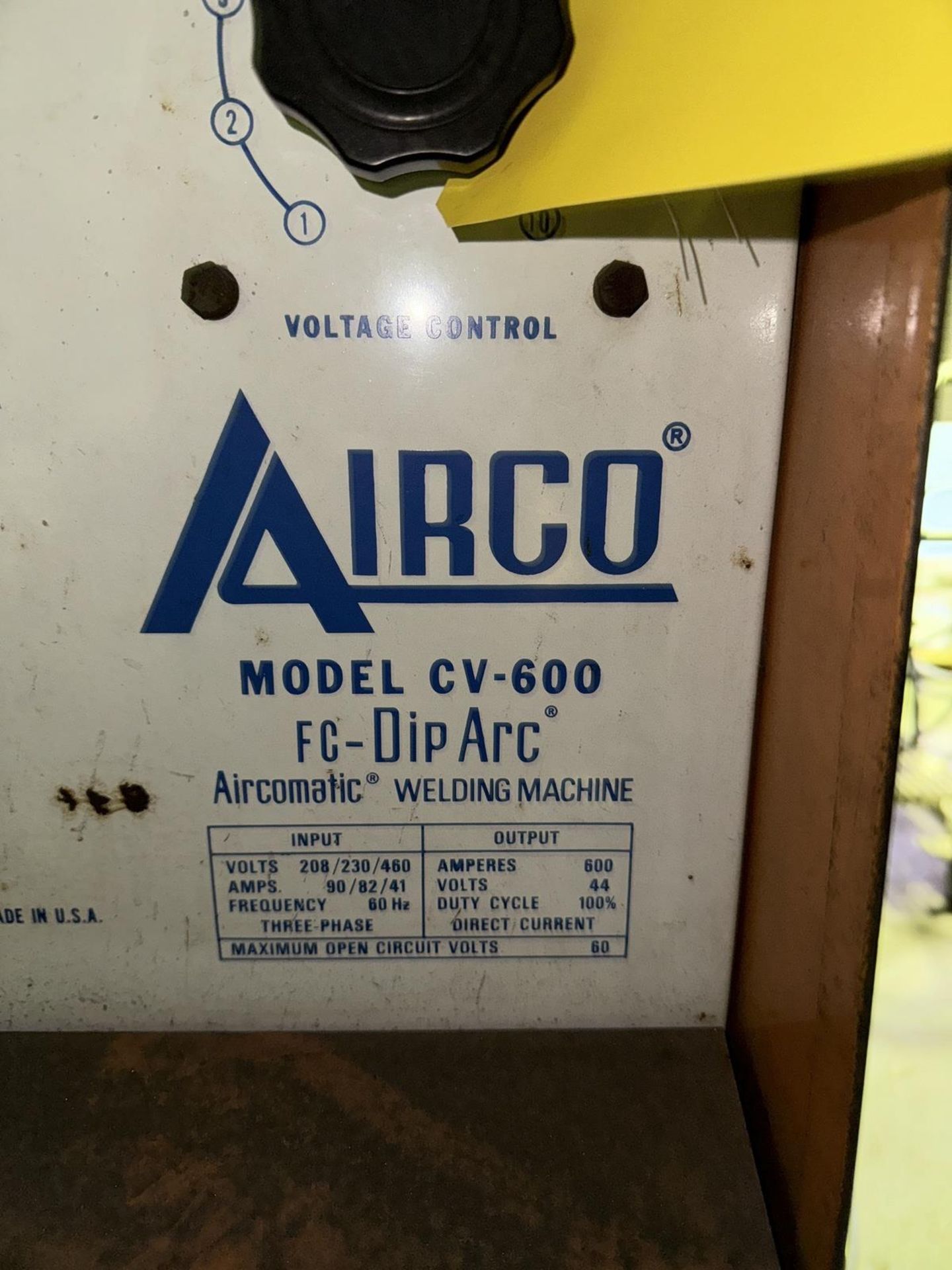 (Ref 804) (1) Airco CV-600 FC-DIP Arc Airomatic Welder, S/N RG811092, w ...