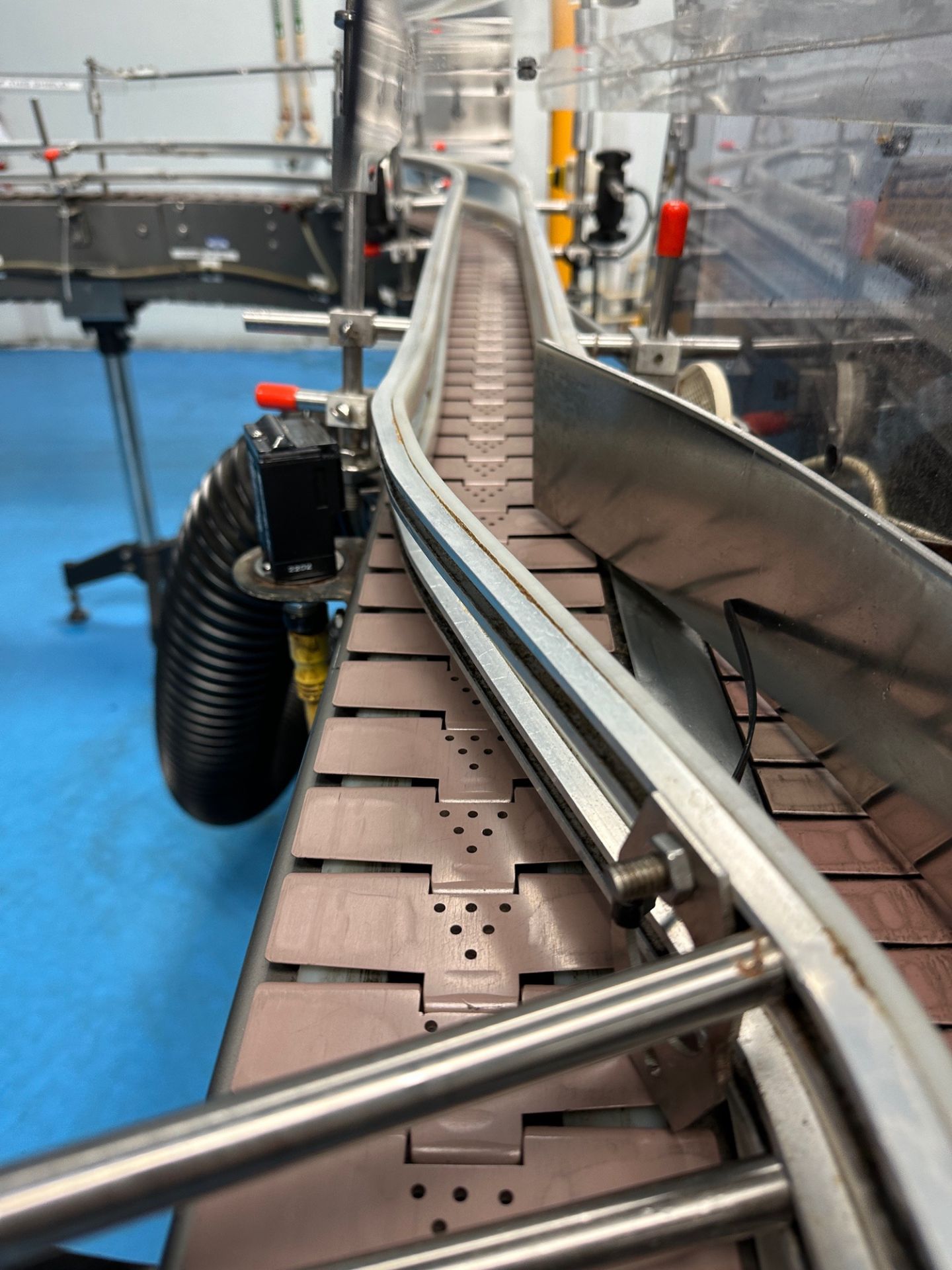 Stainless Steel Frame Conveyor, Approx 4.5"W Belt x 18' OAL, (2) 90 Deg ...