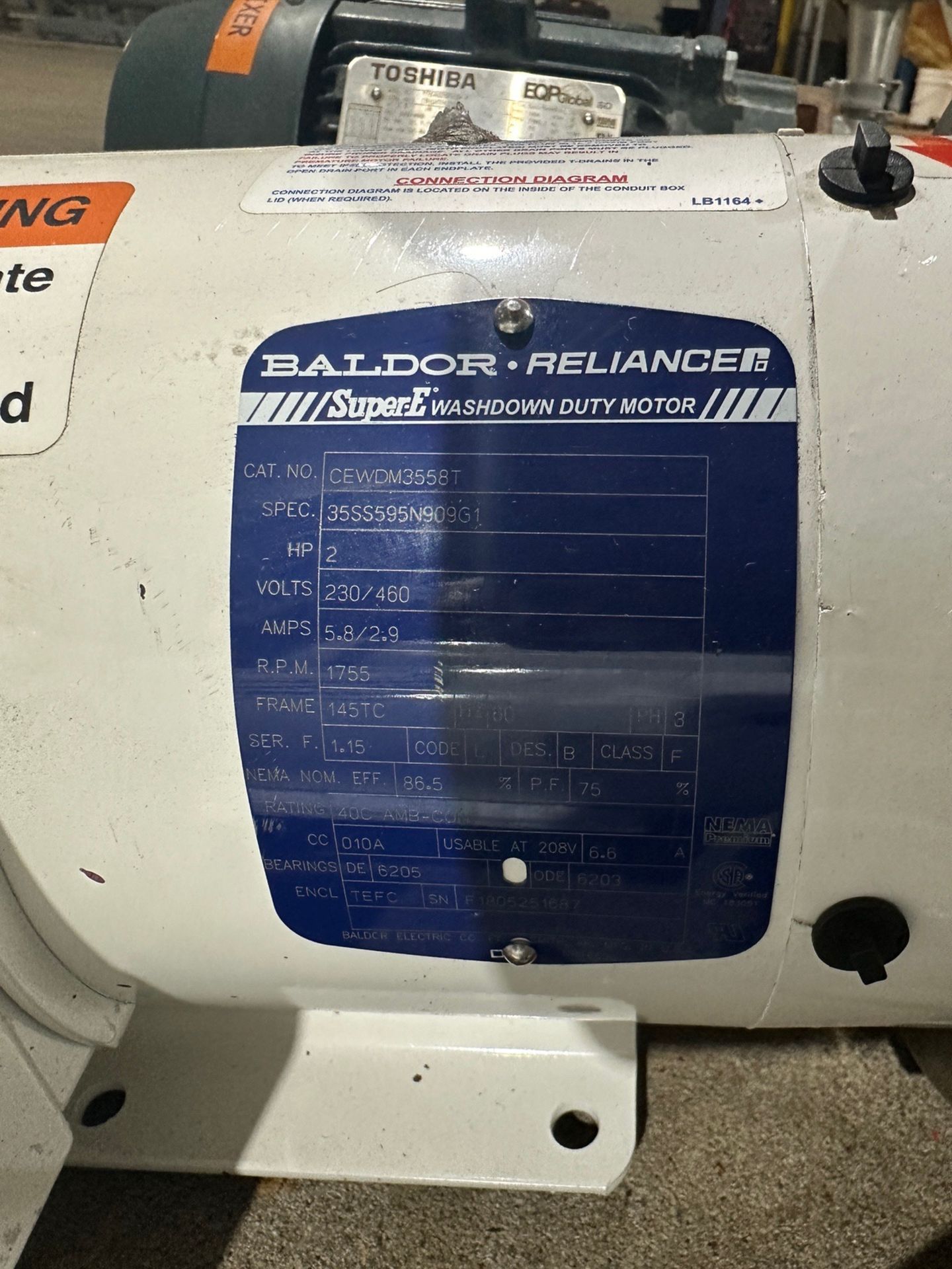 Baldor Reliance 2 HP SuperE Washdown Duty Motor with SPX Centrifugal ...